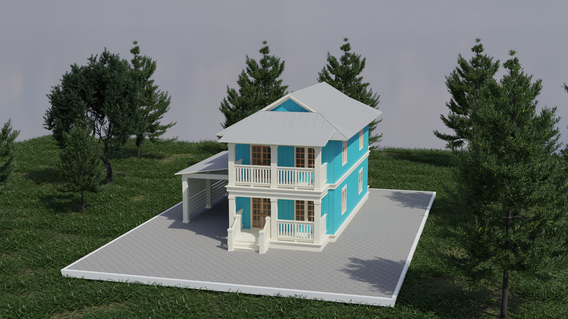3D model Semi Modern House 2 VR / AR / low-poly | CGTrader