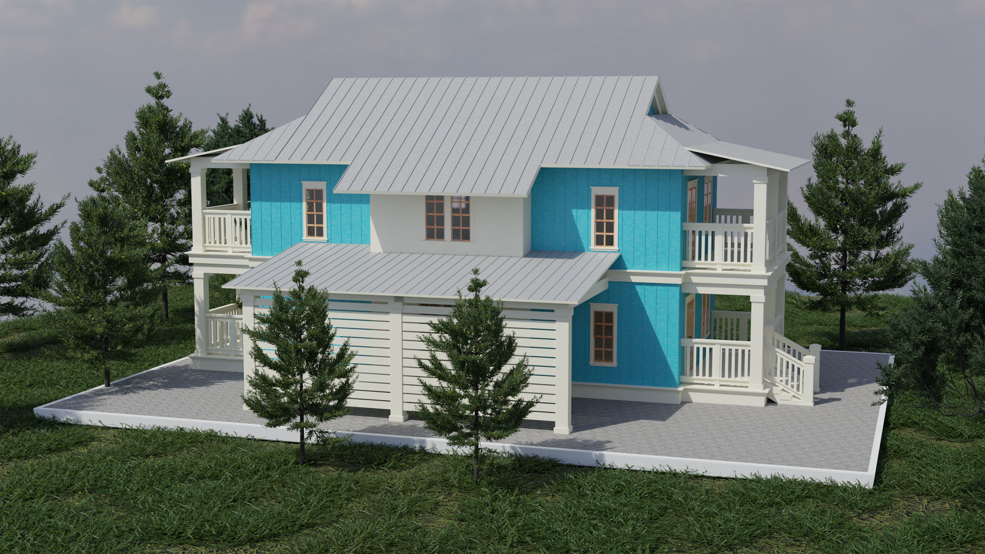 3D model Semi Modern House 2 VR / AR / low-poly | CGTrader