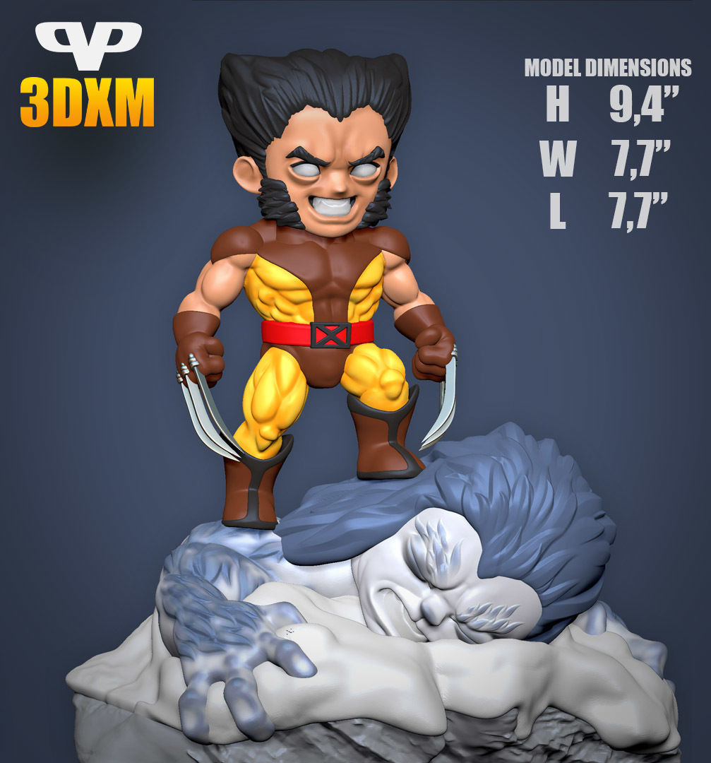 Wolverine vs Wendigo Chibi STL for 3D Printing ChibiSTL 3DXM 3D model ...