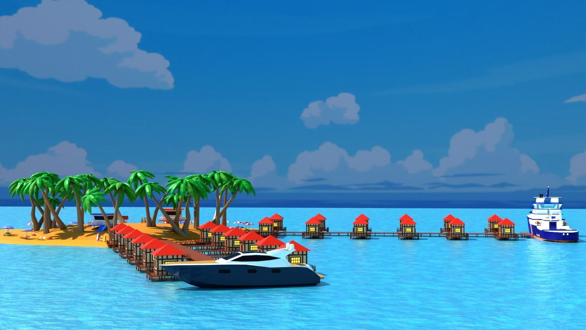 Island resort and beach 3D model | CGTrader