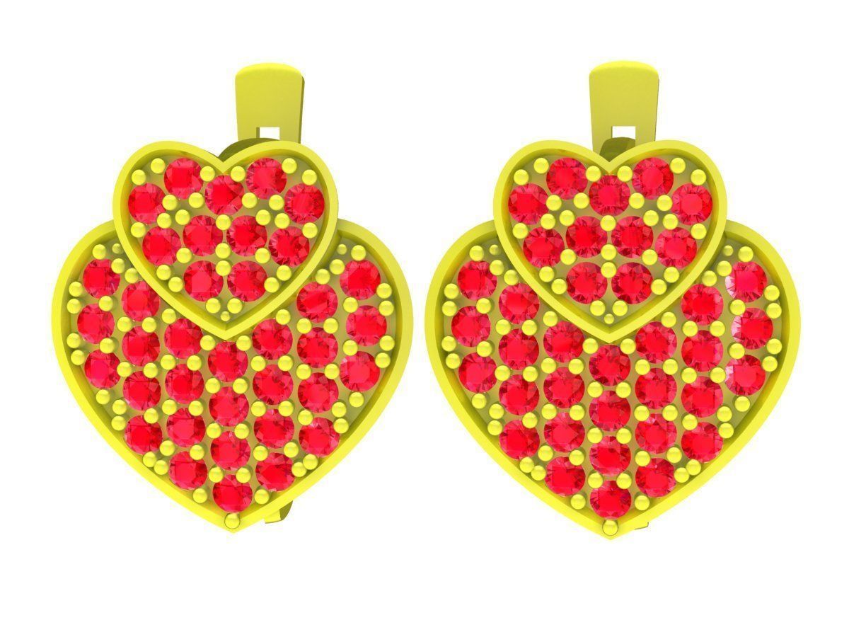 Romantic Heart Cluster Diamond Earrings for Women 6113 3D model 3D ...