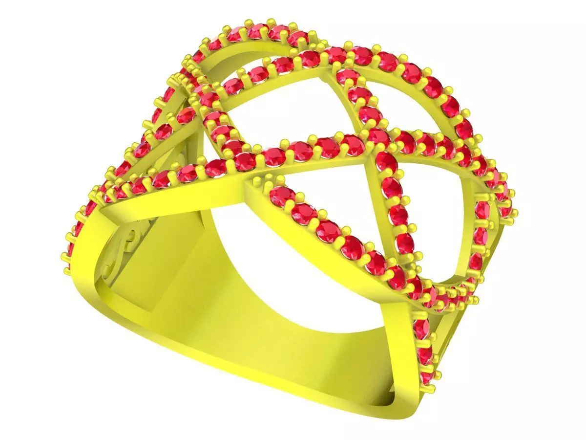Modern Criss Cross Gemstone Ring for Women 6121 3D model 3D printable ...