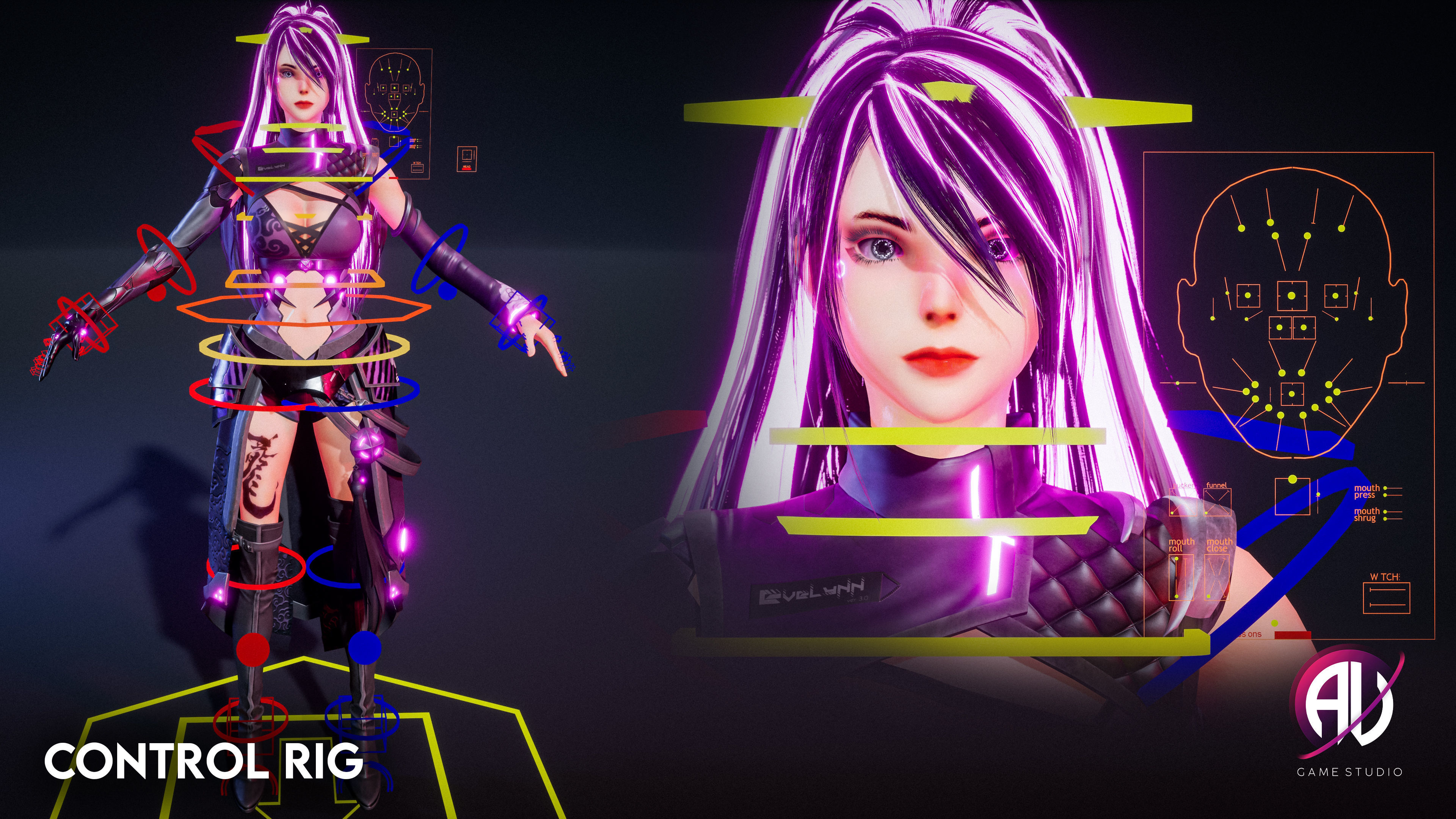 3D model Evelynn V3 - Scifi Cyberpunk Character VR / AR / low-poly ...