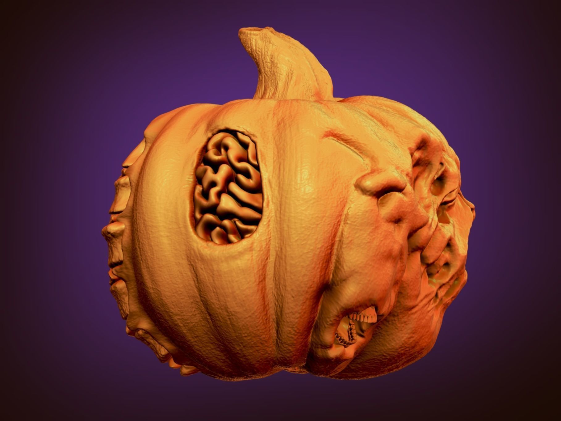 DISGUSTING HALLOWEEN ZOMBIE-PUMPKIN free 3D model 3D printable | CGTrader
