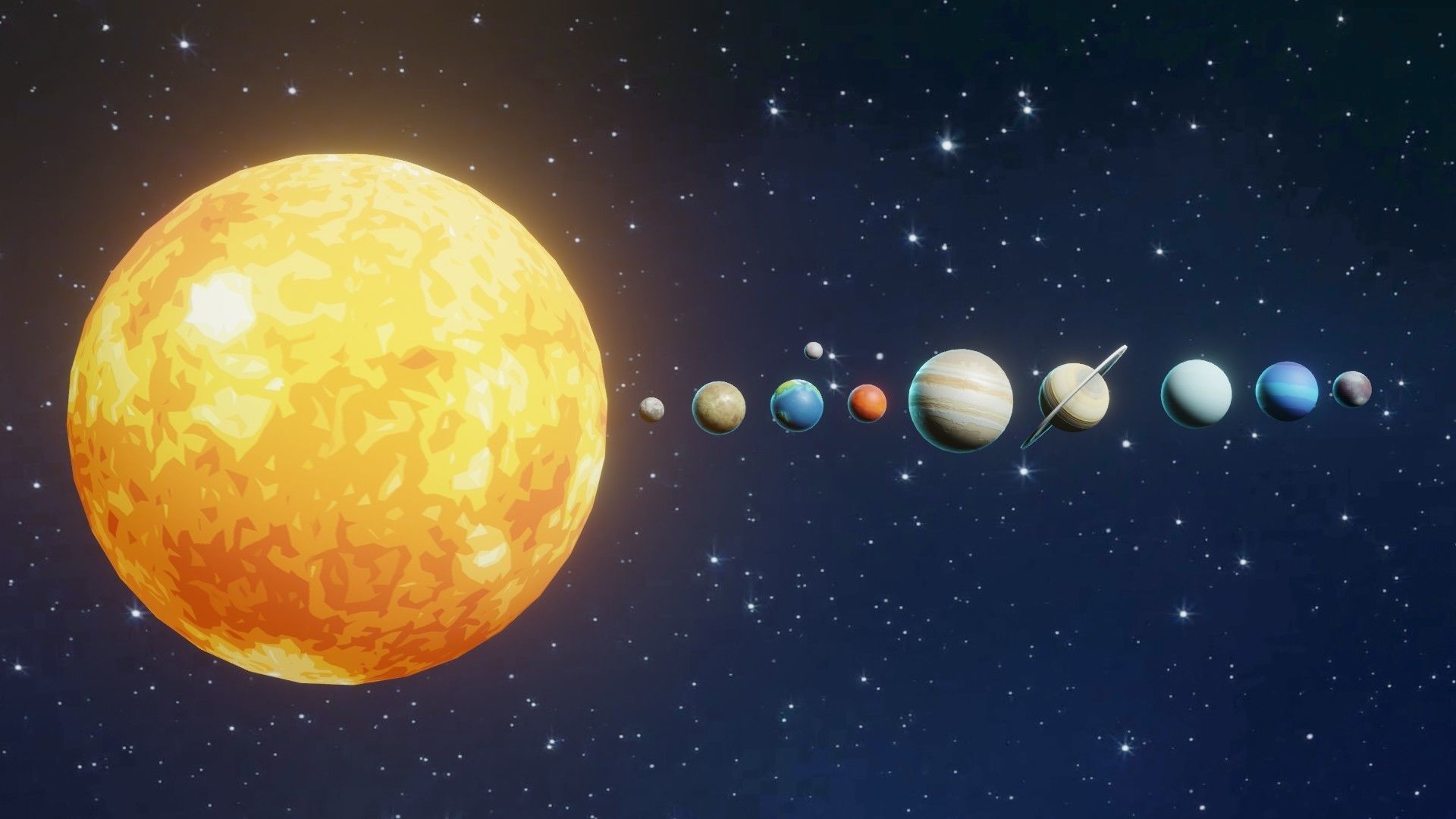 3D model Stylized Solar System 3D Model 2k Textures VR / AR / low-poly ...