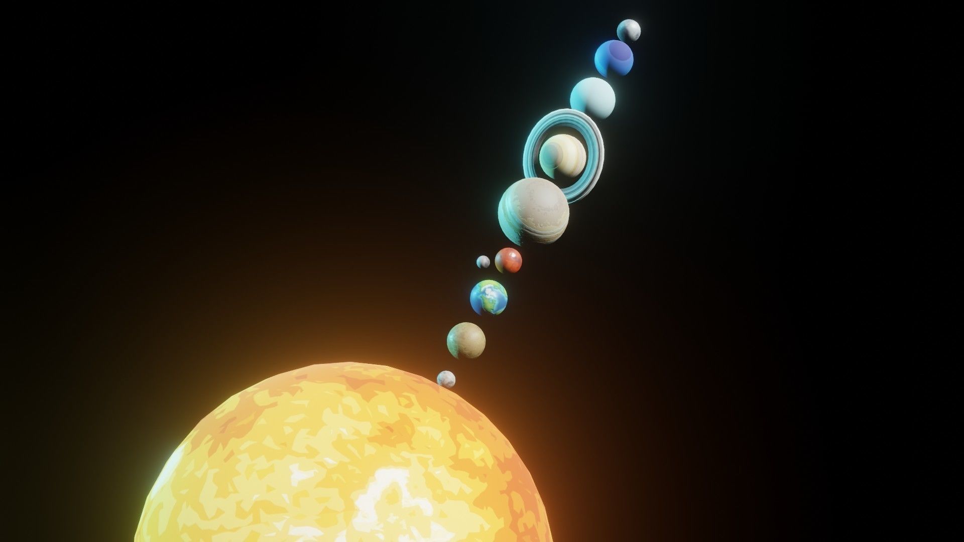 3D model Stylized Solar System 3D Model 2k Textures VR / AR / low-poly ...