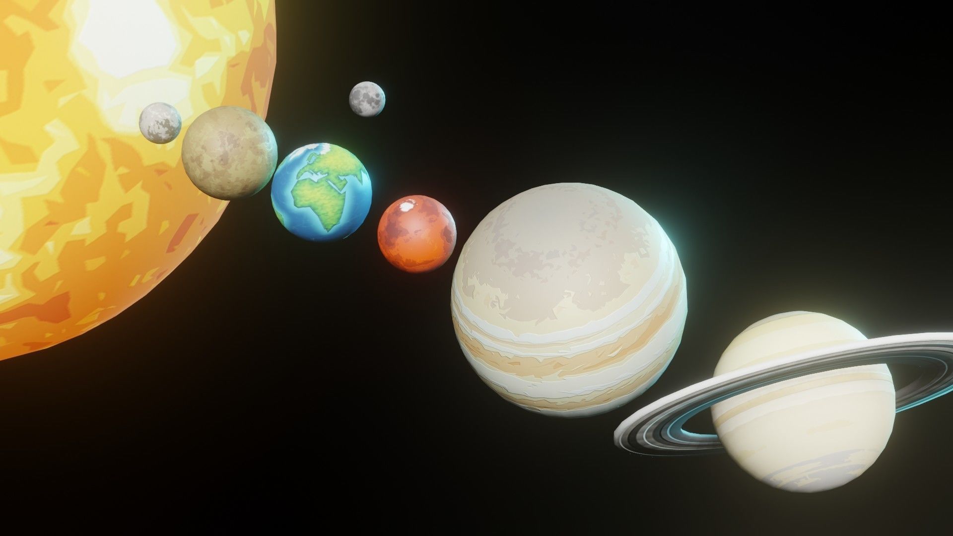 3D model Stylized Solar System 3D Model 2k Textures VR / AR / low-poly ...