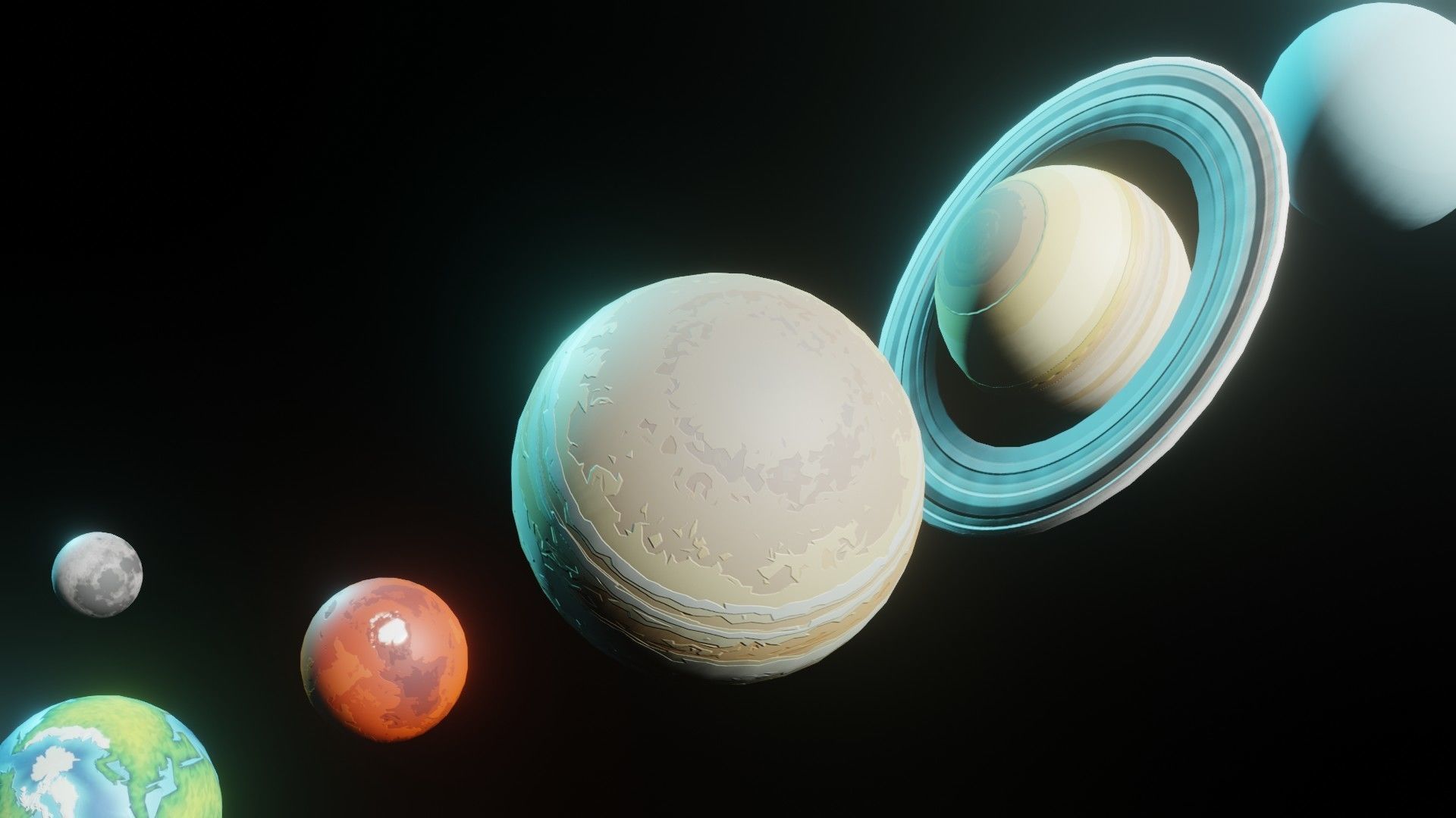 3D model Stylized Solar System 3D Model 2k Textures VR / AR / low-poly ...
