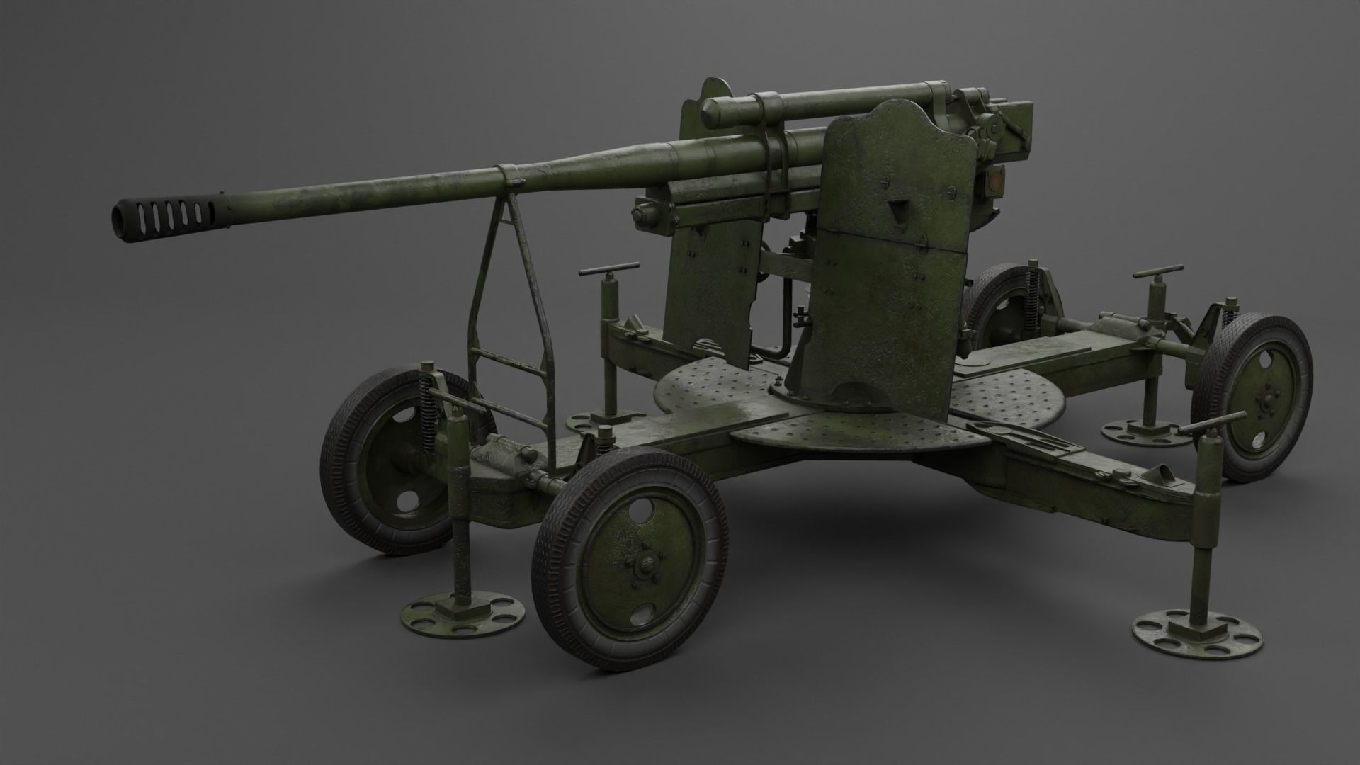 3D model 85 mm Air Defense Gun M1939 52-K VR / AR / low-poly | CGTrader