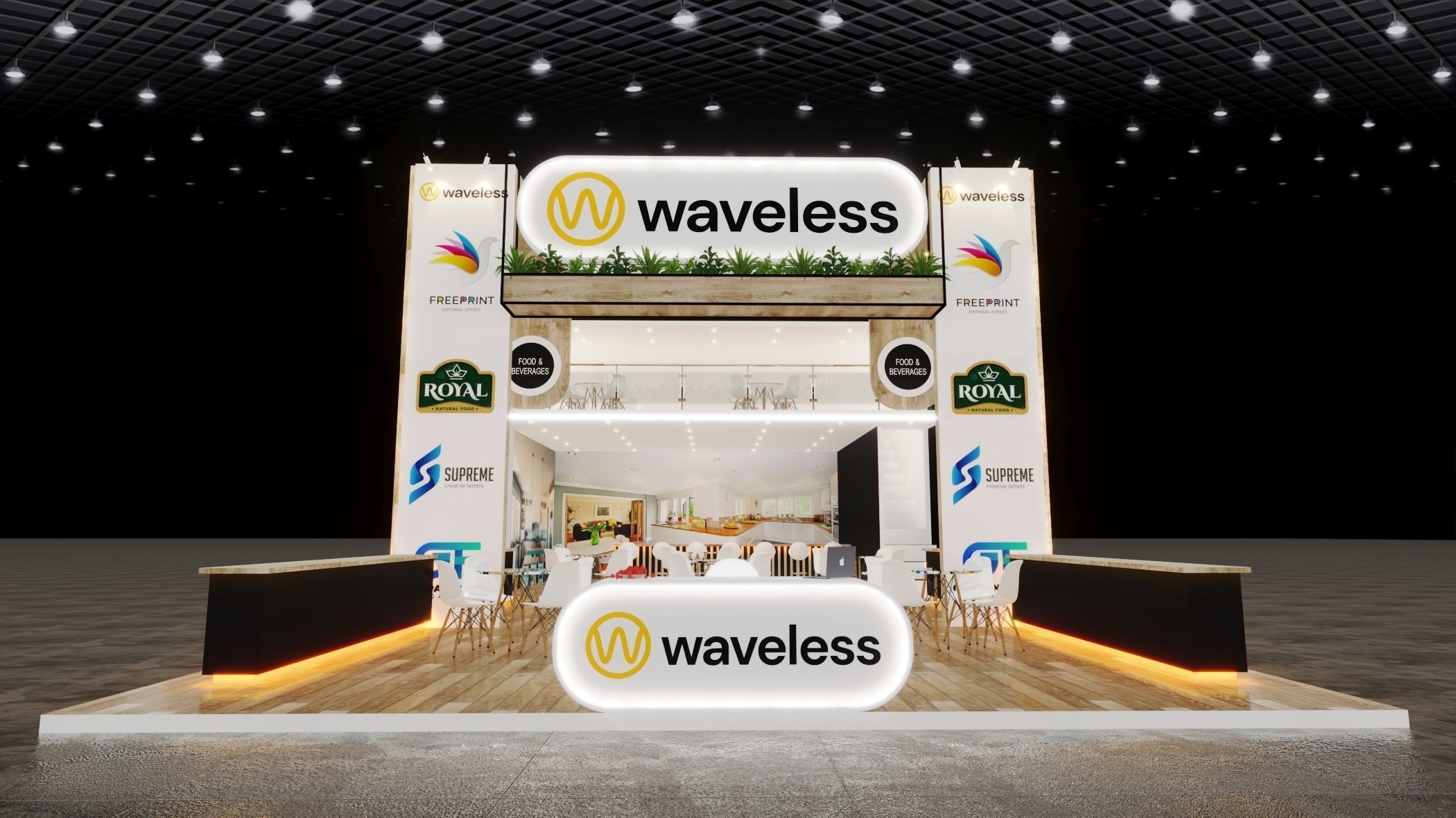 3D Exhibition Stall design 3 side open mazzenine stall 3D model 3D ...