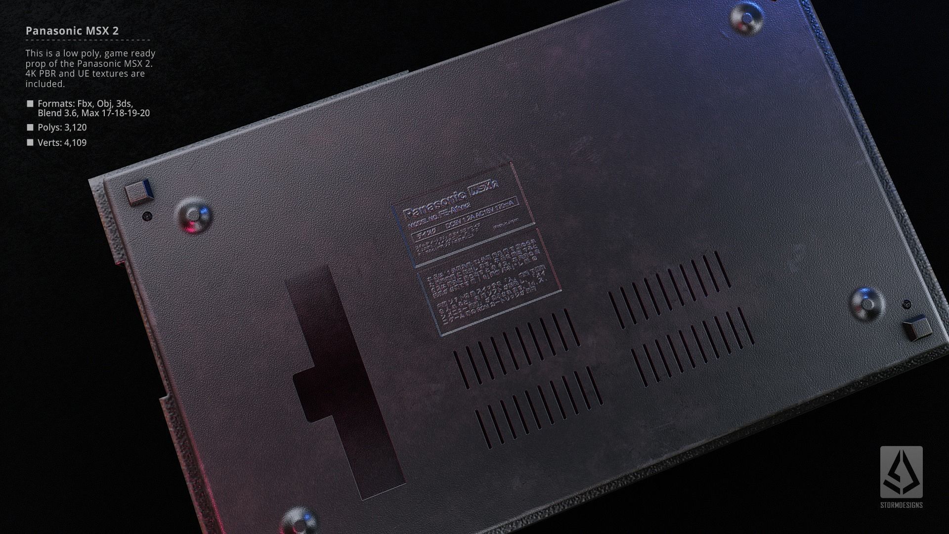 3D model Panasonic MSX 2 Retro Computer Keyboard Console VR / AR / low ...