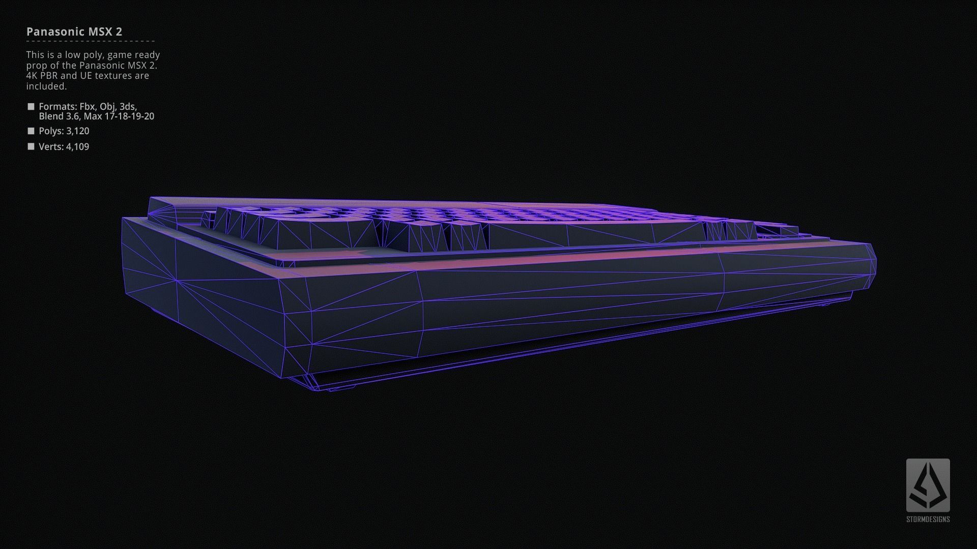 3D model Panasonic MSX 2 Retro Computer Keyboard Console VR / AR / low ...