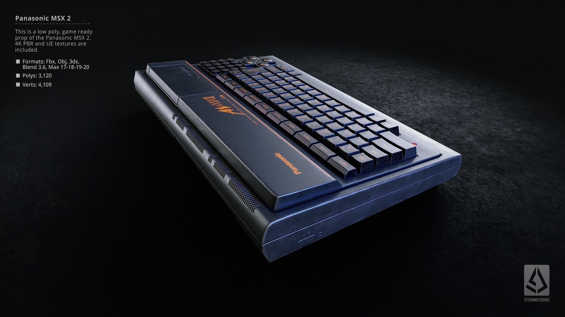 3D model Panasonic MSX 2 Retro Computer Keyboard Console VR / AR / low ...