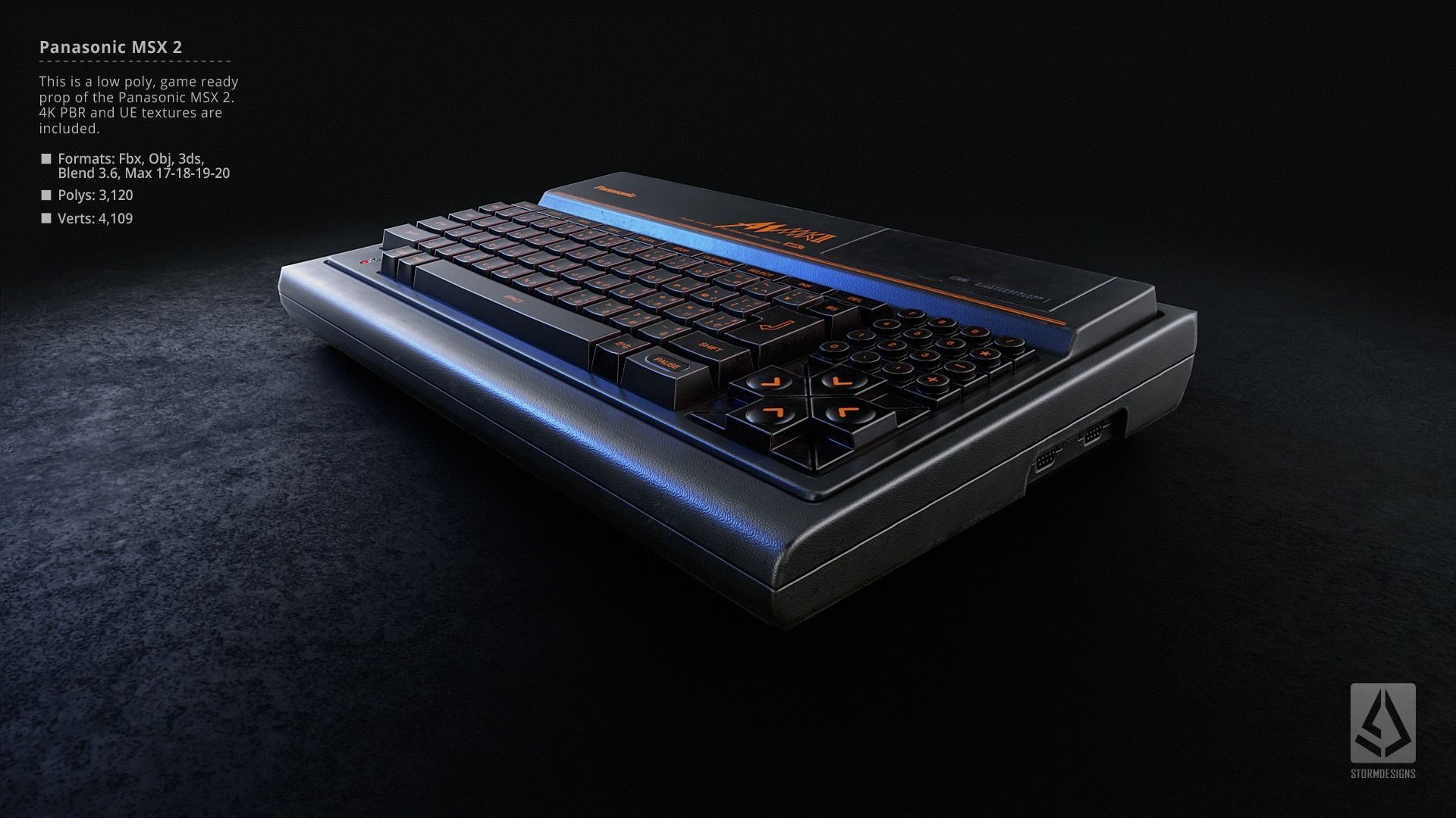 3D model Panasonic MSX 2 Retro Computer Keyboard Console VR / AR / low ...