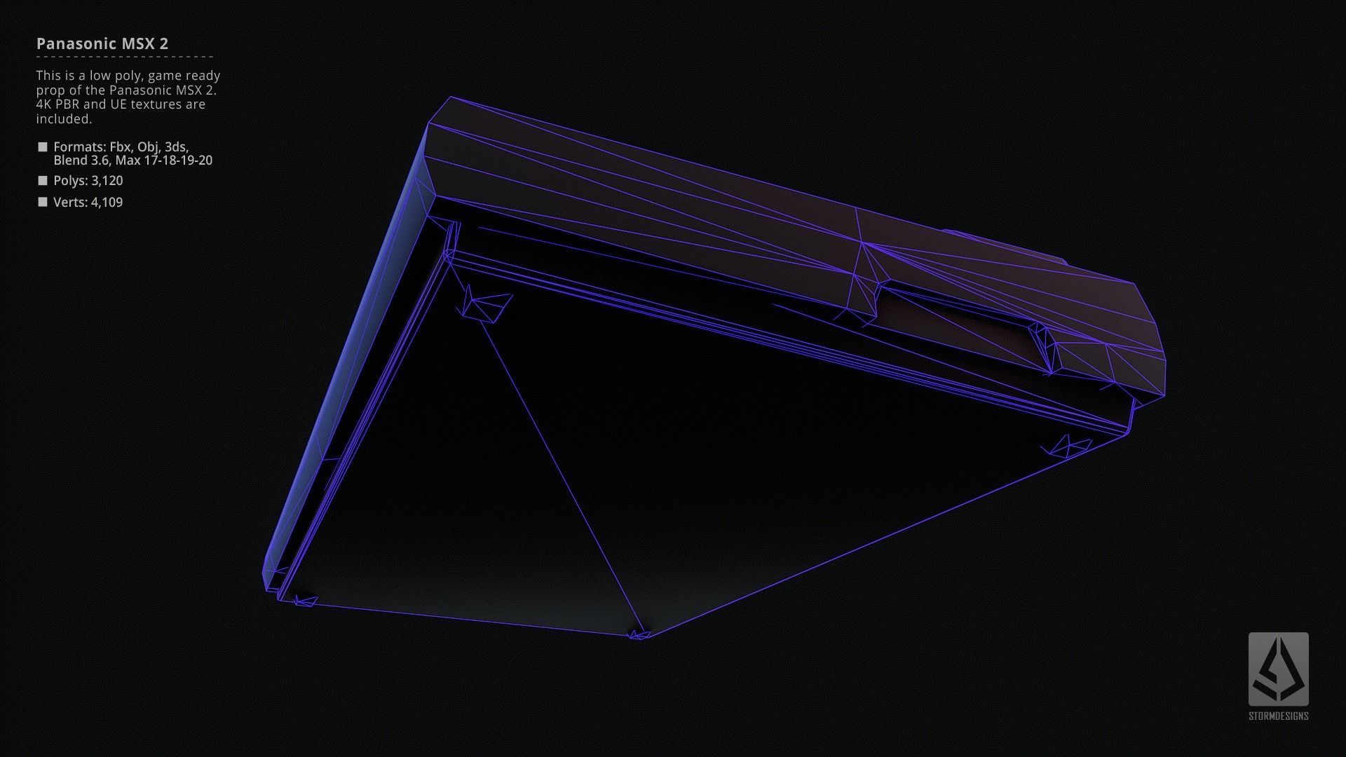 3D model Panasonic MSX 2 Retro Computer Keyboard Console VR / AR / low ...