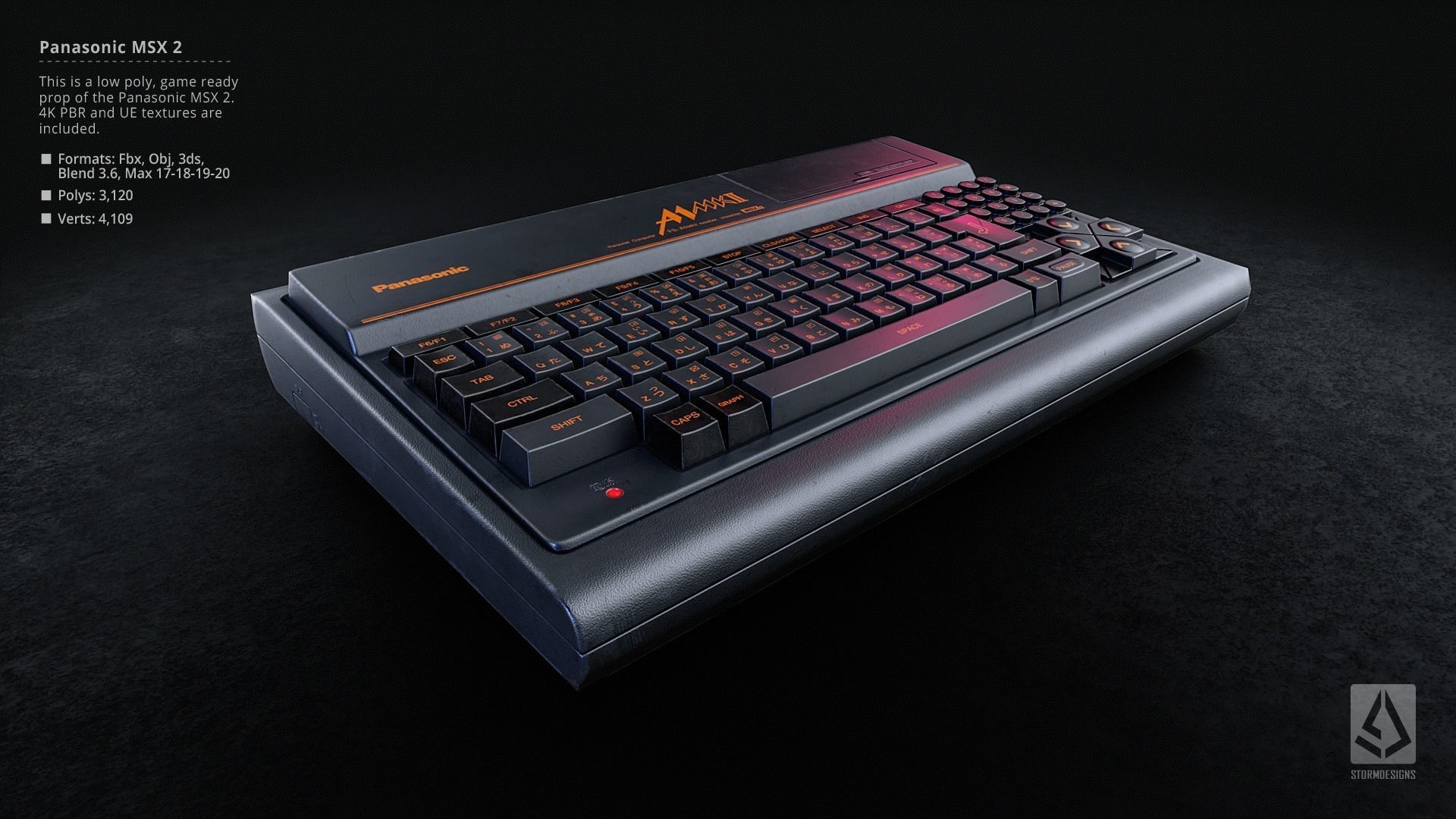 3D model Panasonic MSX 2 Retro Computer Keyboard Console VR / AR / low ...