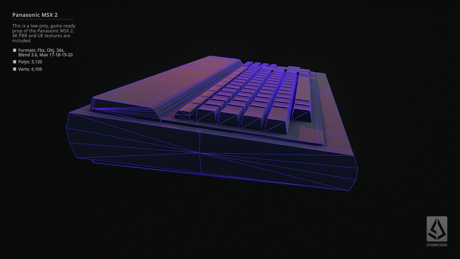 3D model Panasonic MSX 2 Retro Computer Keyboard Console VR / AR / low ...