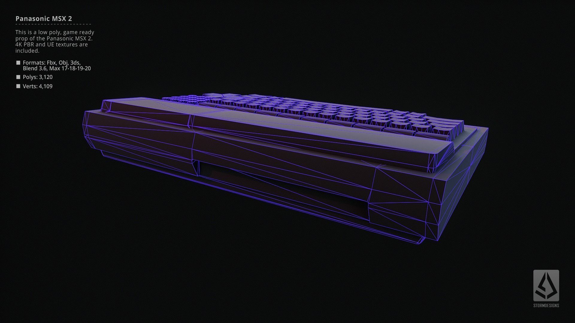 3D model Panasonic MSX 2 Retro Computer Keyboard Console VR / AR / low ...