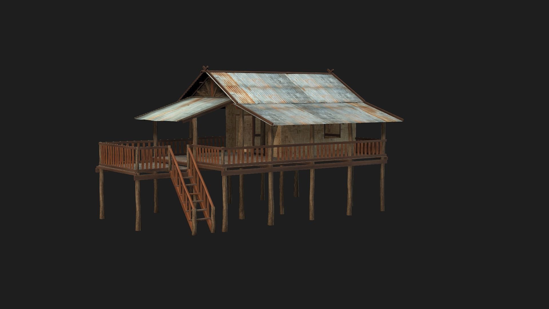 Hmong Old house two floors 3D model | CGTrader