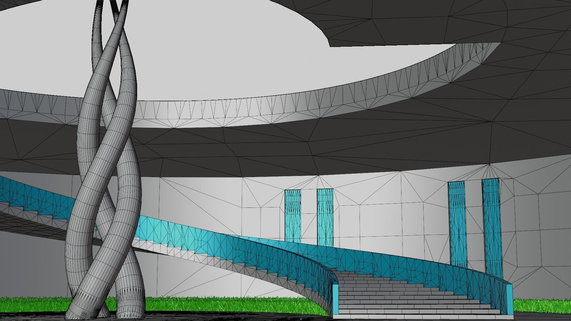 Concrete Royal Urban Round Pavilion 3D model | CGTrader