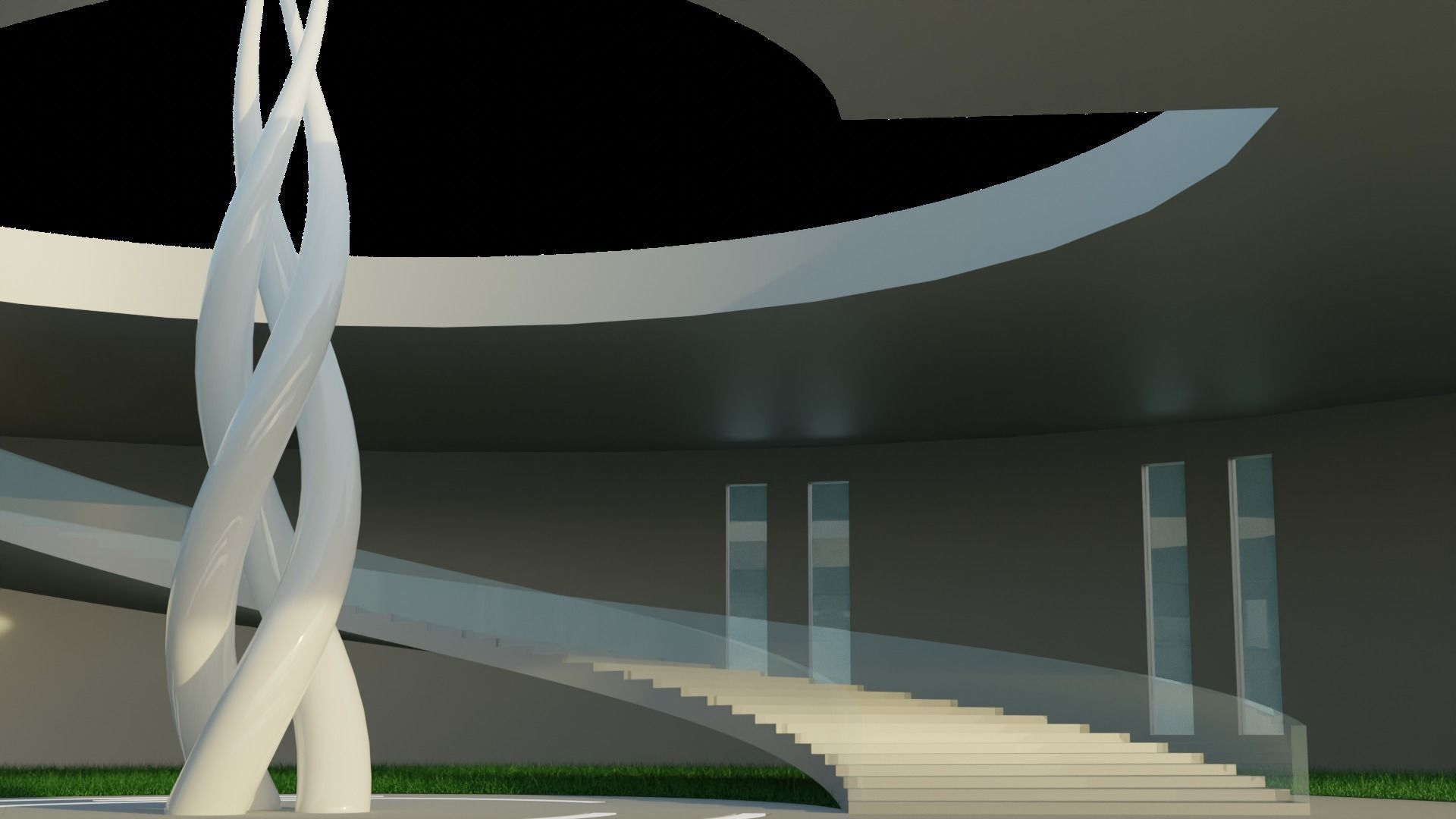 Concrete Royal Urban Round Pavilion 3D model | CGTrader