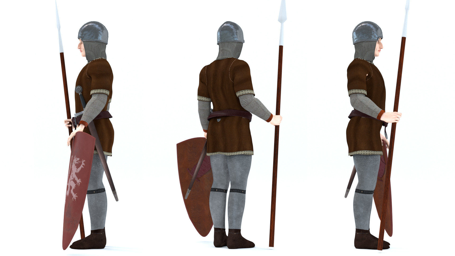 Medieval fantasy soldier 3D model rigged | CGTrader
