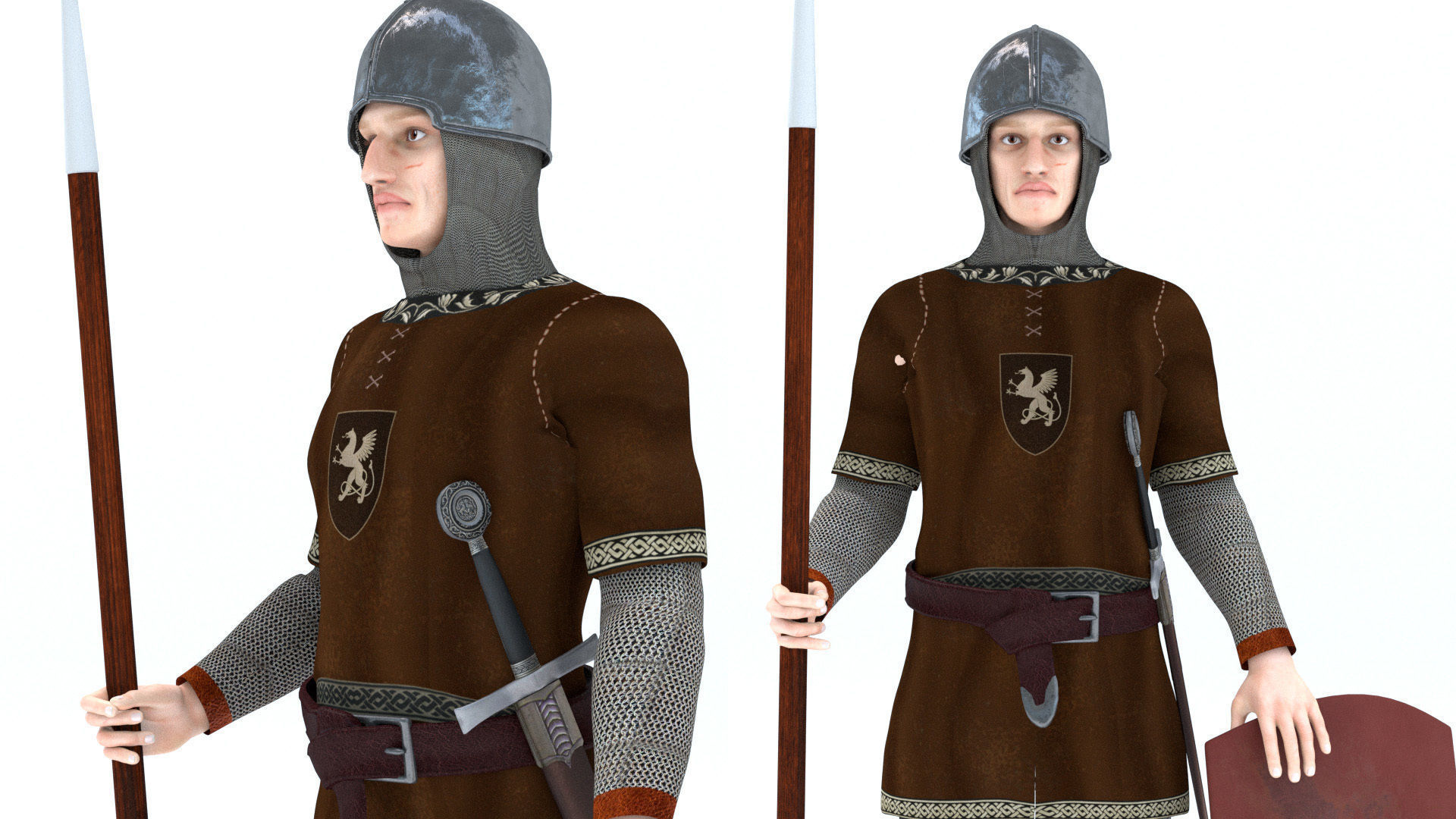 Medieval fantasy soldier 3D model rigged | CGTrader