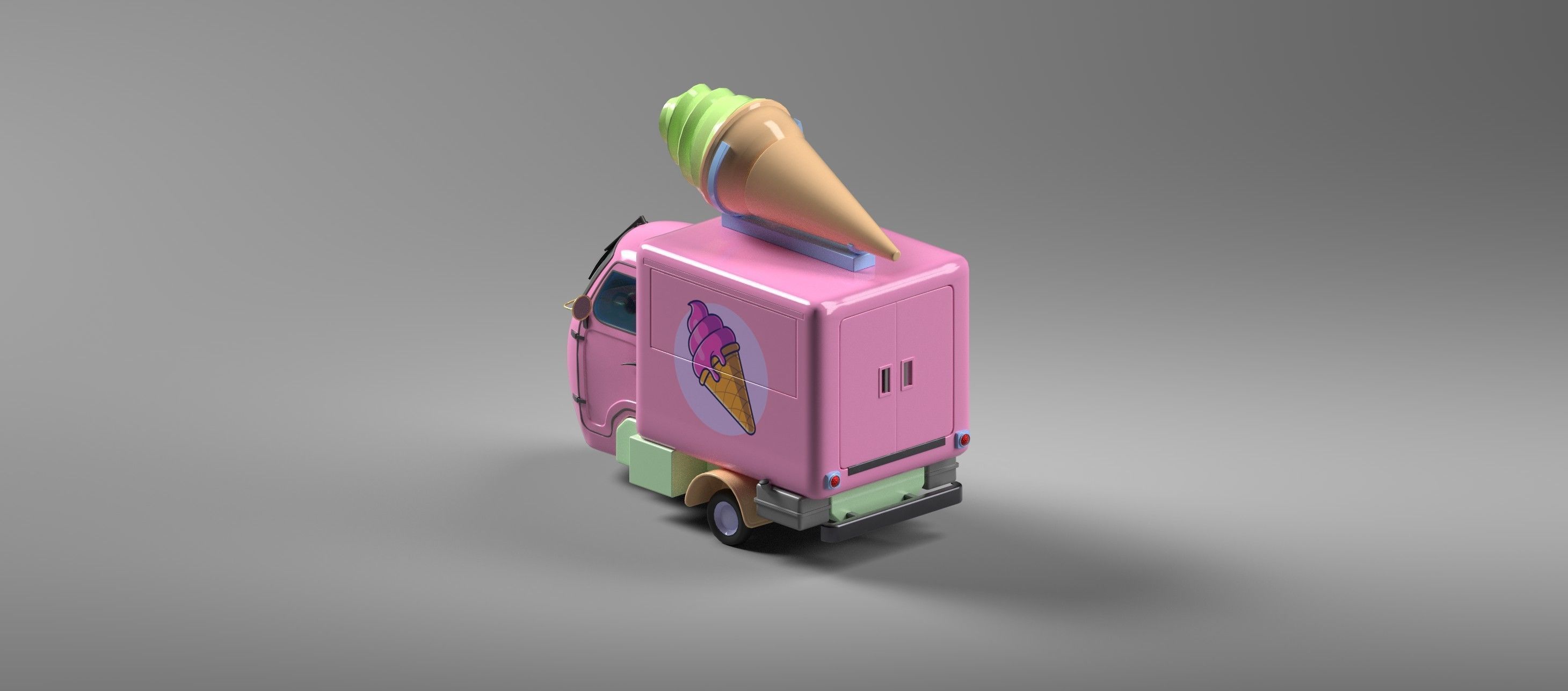 3d Model Ice Cream Truck Low Poly Pbr 4k Vr Ar Low Poly