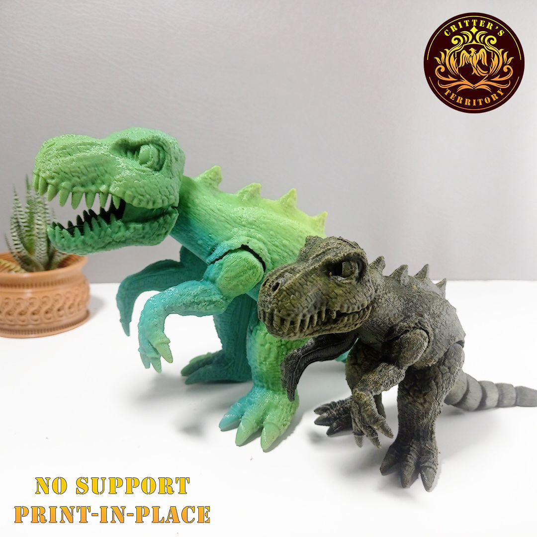 Flexi T-rex With Movable Jaw Almost Print In Place No Support 3D model ...