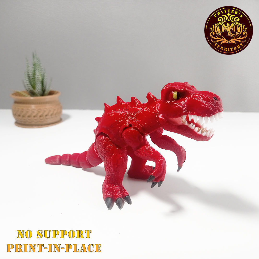 Flexi T-rex With Movable Jaw Almost Print In Place No Support 3D model ...