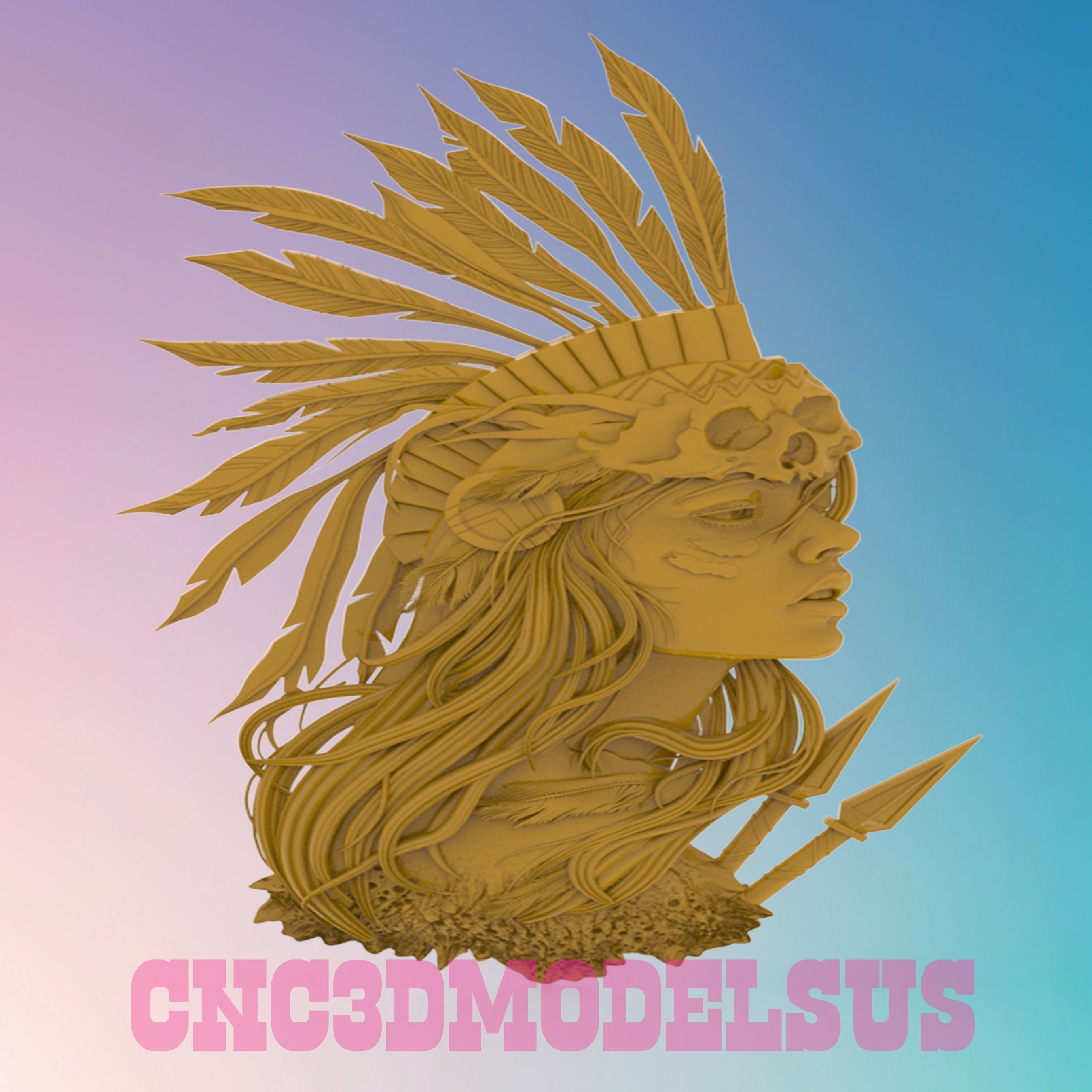 Indian Woman Warrior 3D MODEL STL FILE FOR CNC ROUTER LASER 3D model 3D ...