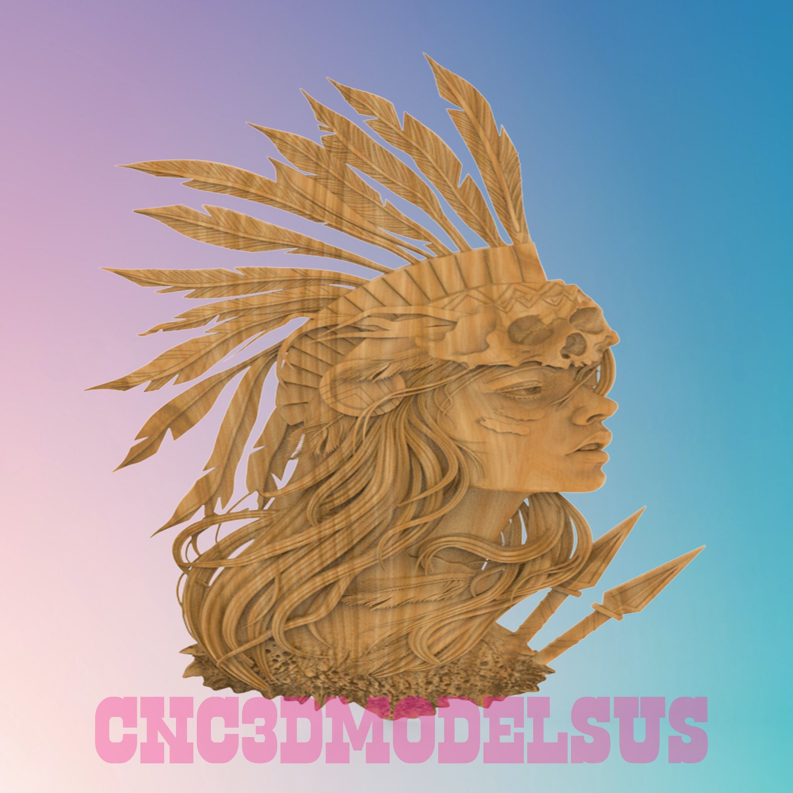 Indian Woman Warrior 3D MODEL STL FILE FOR CNC ROUTER LASER 3D model 3D ...