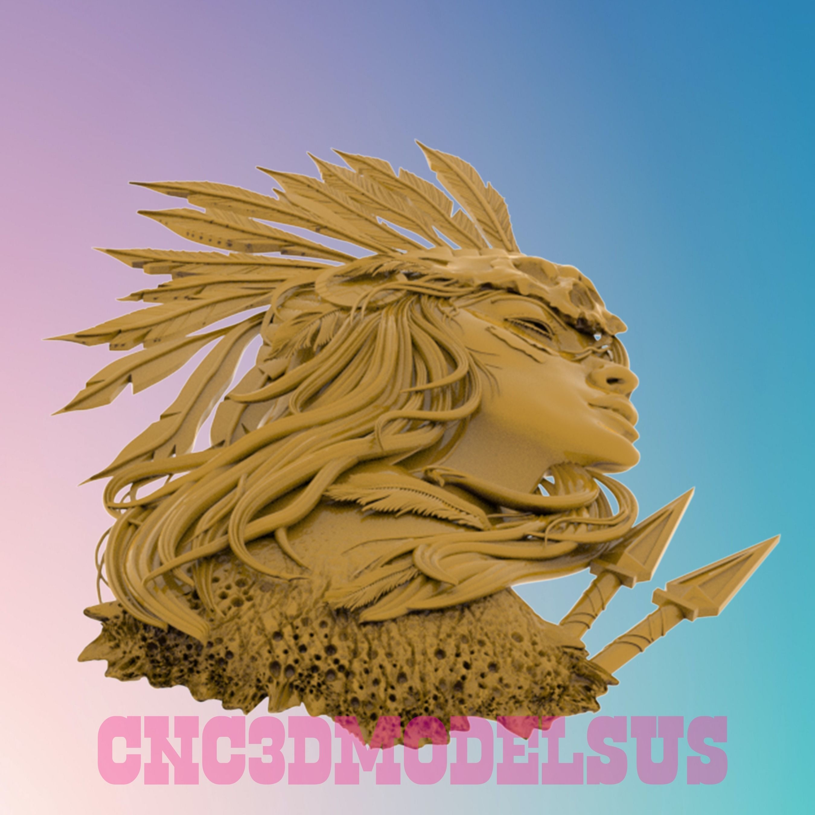 Indian Woman Warrior 3D MODEL STL FILE FOR CNC ROUTER LASER 3D model 3D ...