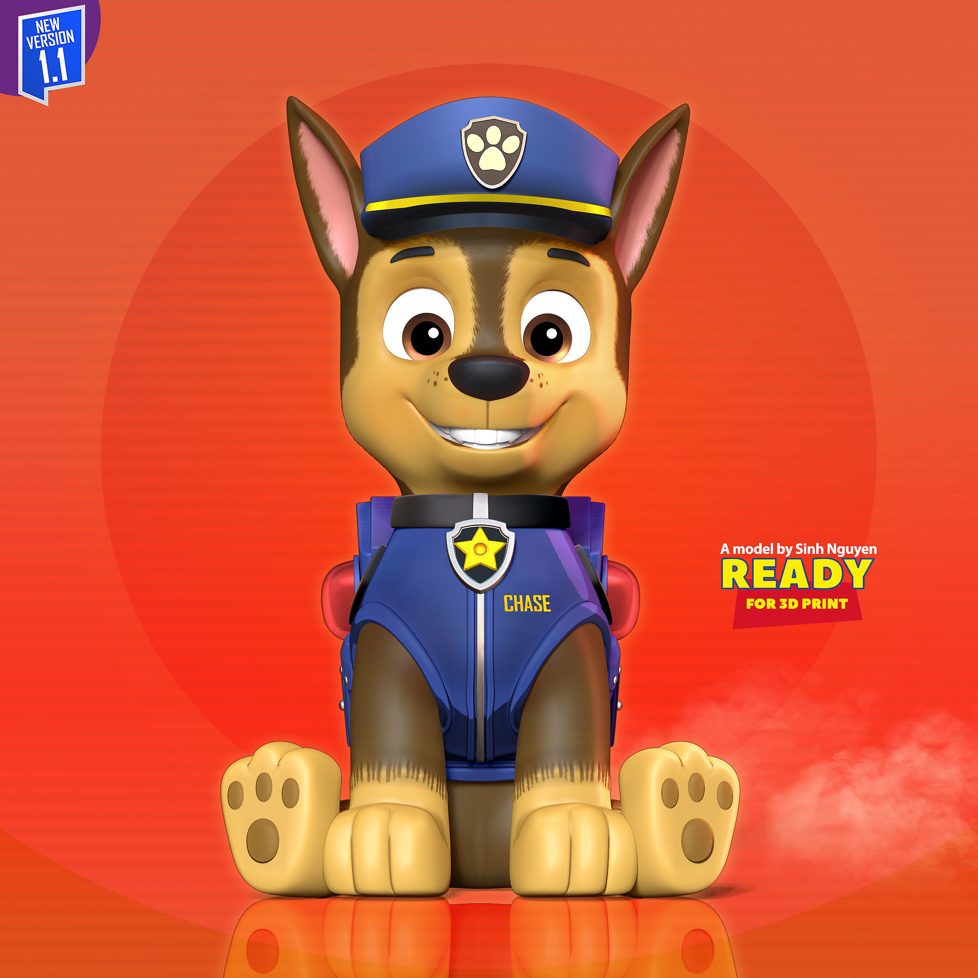 Chase - Paw Patrol Fanart 3D model 3D printable | CGTrader