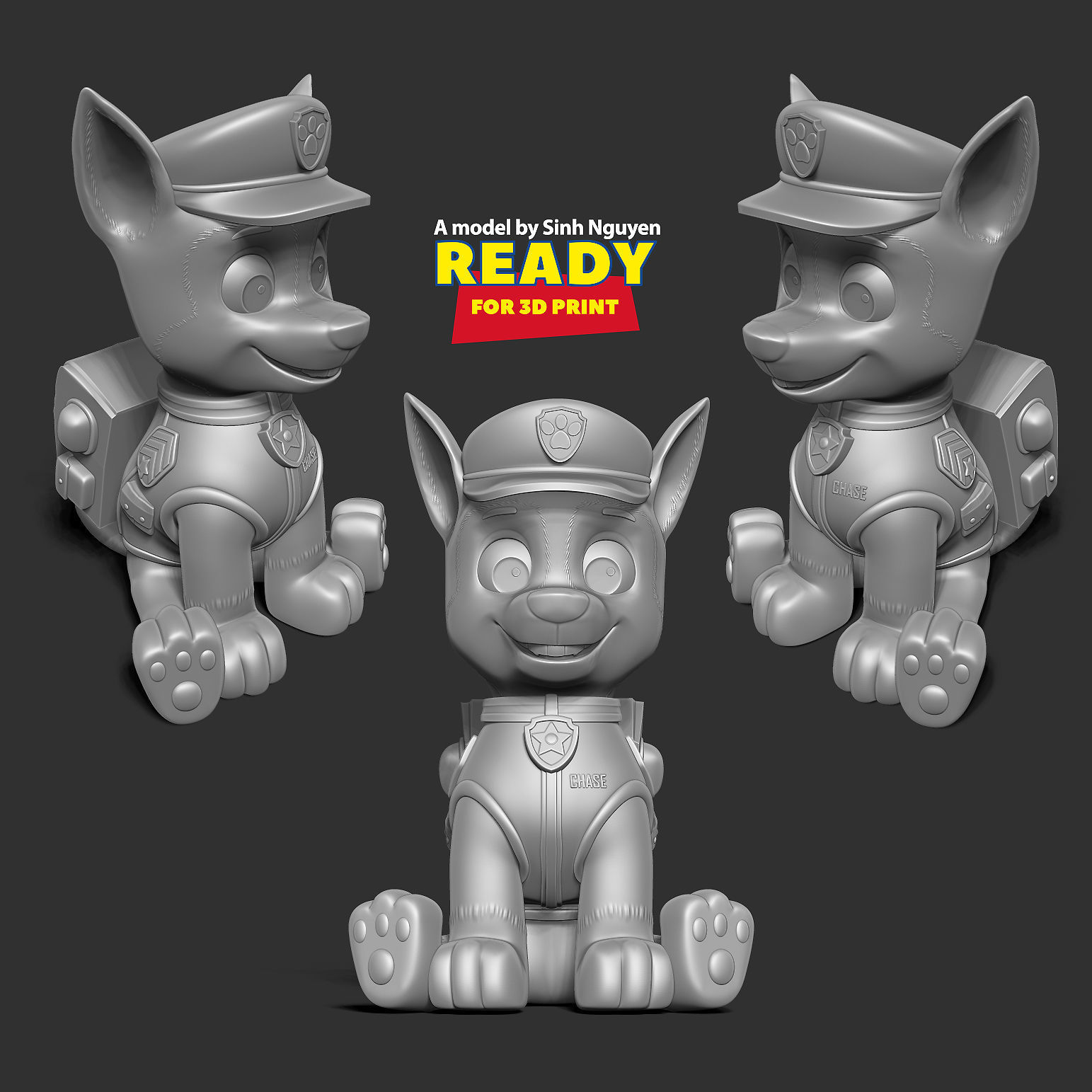 Chase - Paw Patrol Fanart 3D model 3D printable | CGTrader