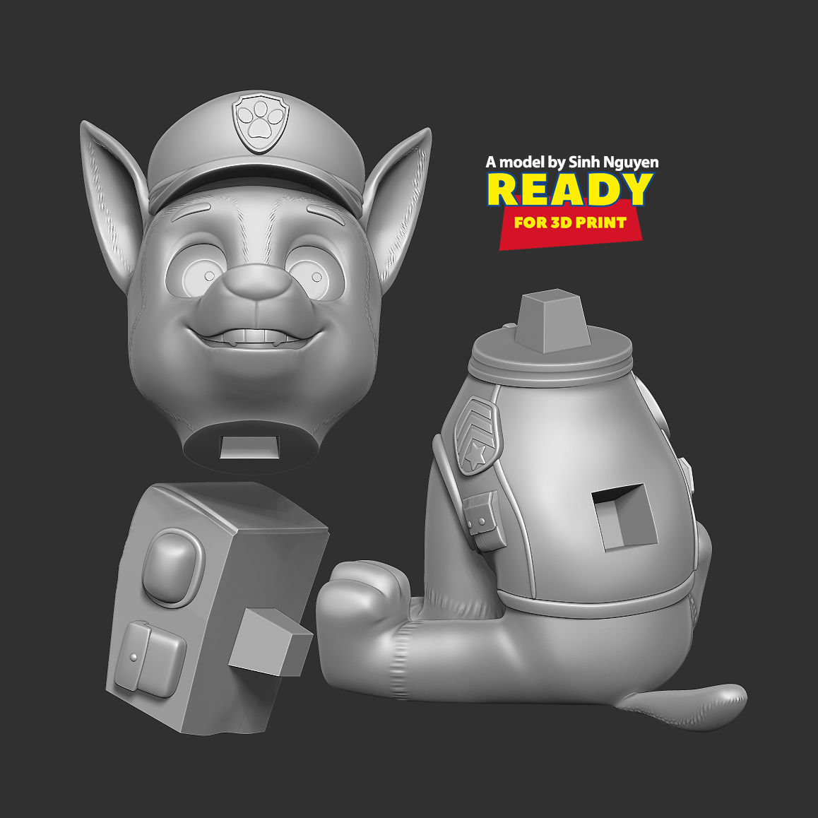 Chase - Paw Patrol Fanart 3D model 3D printable | CGTrader