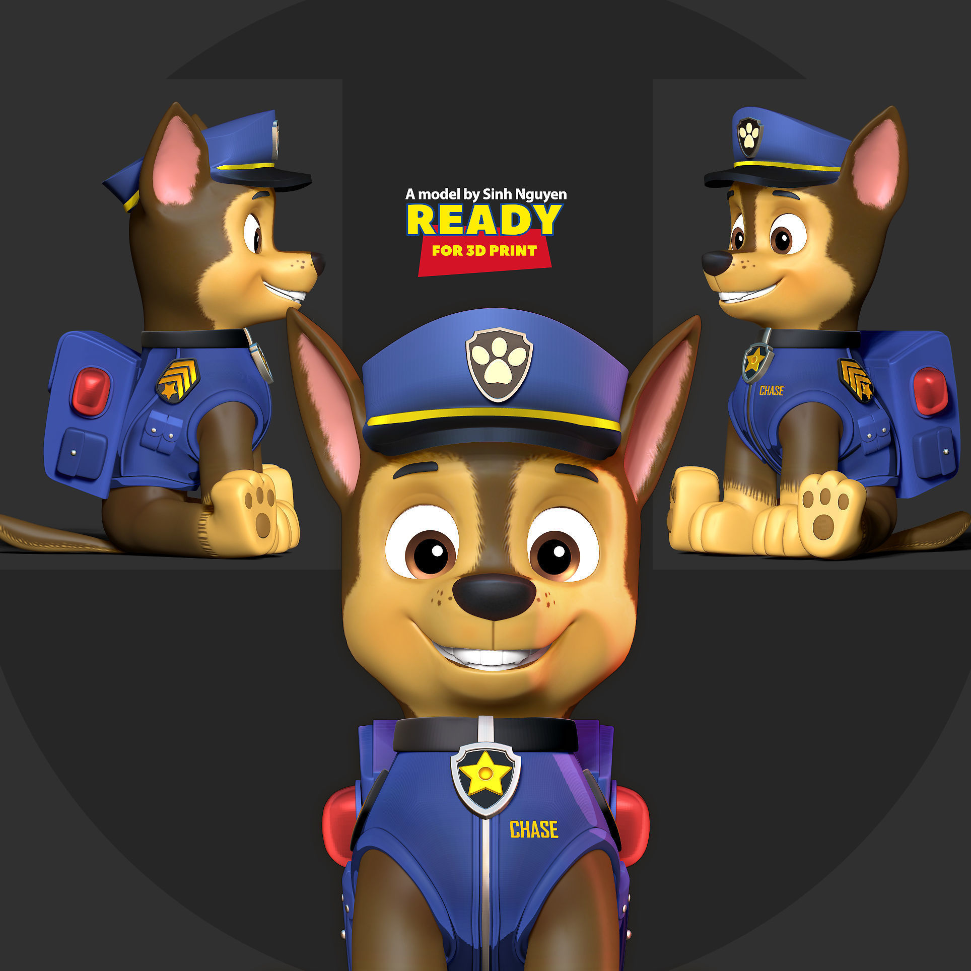 Chase - Paw Patrol Fanart 3D model 3D printable | CGTrader