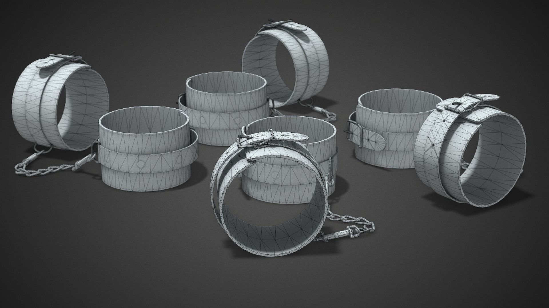 3D model Furry leather hand cuffs - PBR VR Game Ready VR / AR / low ...