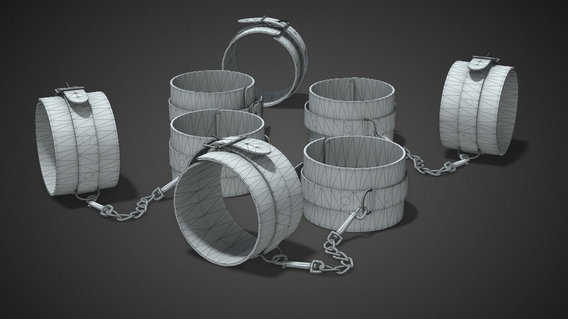 3D model Furry leather hand cuffs - PBR VR Game Ready VR / AR / low ...