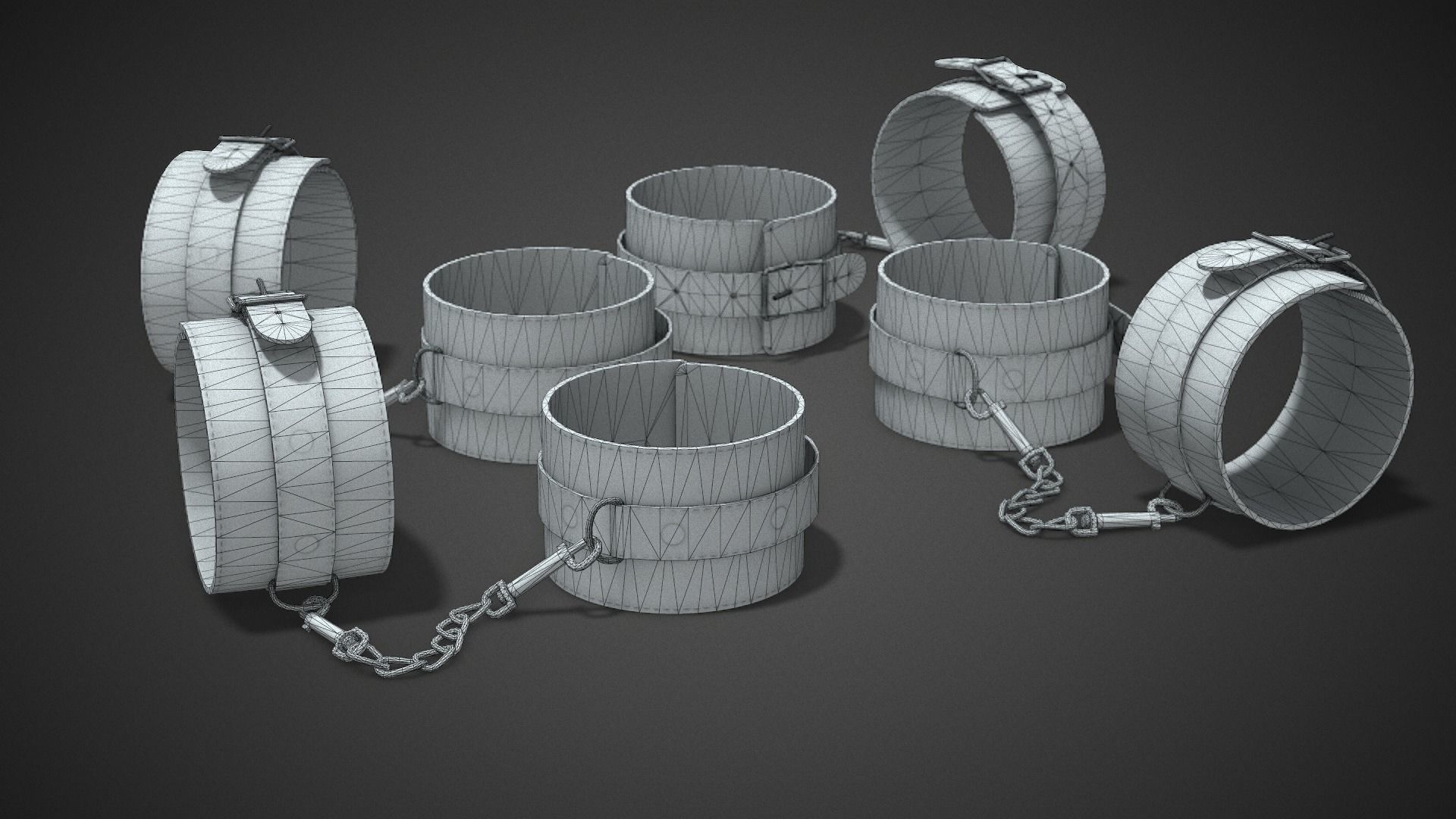 3D model Furry leather hand cuffs - PBR VR Game Ready VR / AR / low ...