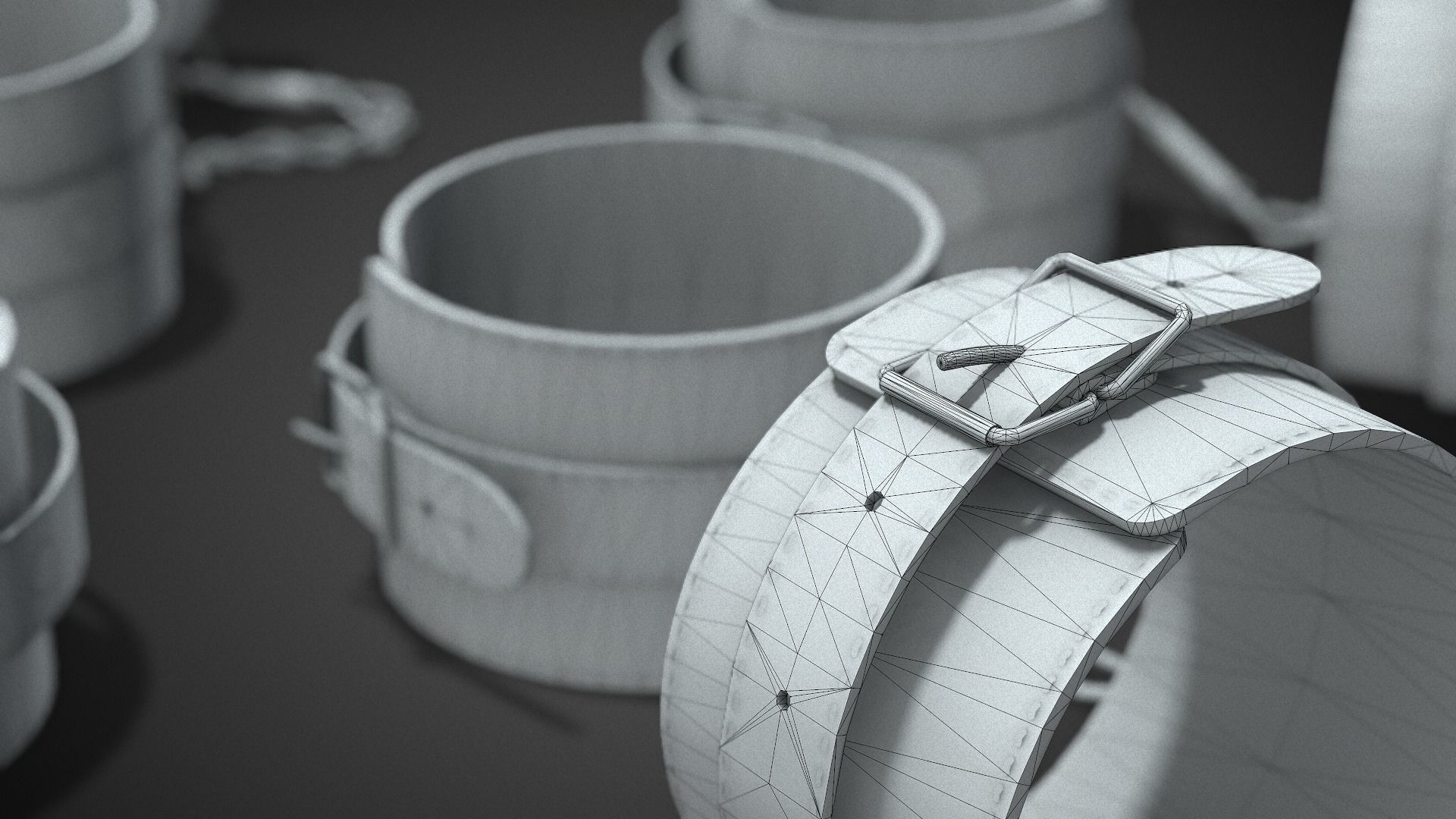 3D model Furry leather hand cuffs - PBR VR Game Ready VR / AR / low ...