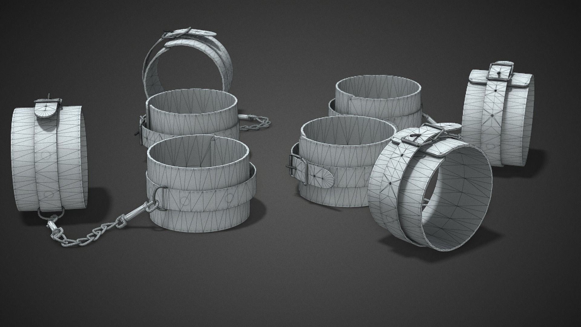 3D model Furry leather hand cuffs - PBR VR Game Ready VR / AR / low ...