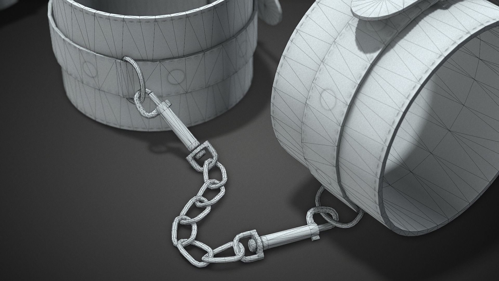 3D model Furry leather hand cuffs - PBR VR Game Ready VR / AR / low ...