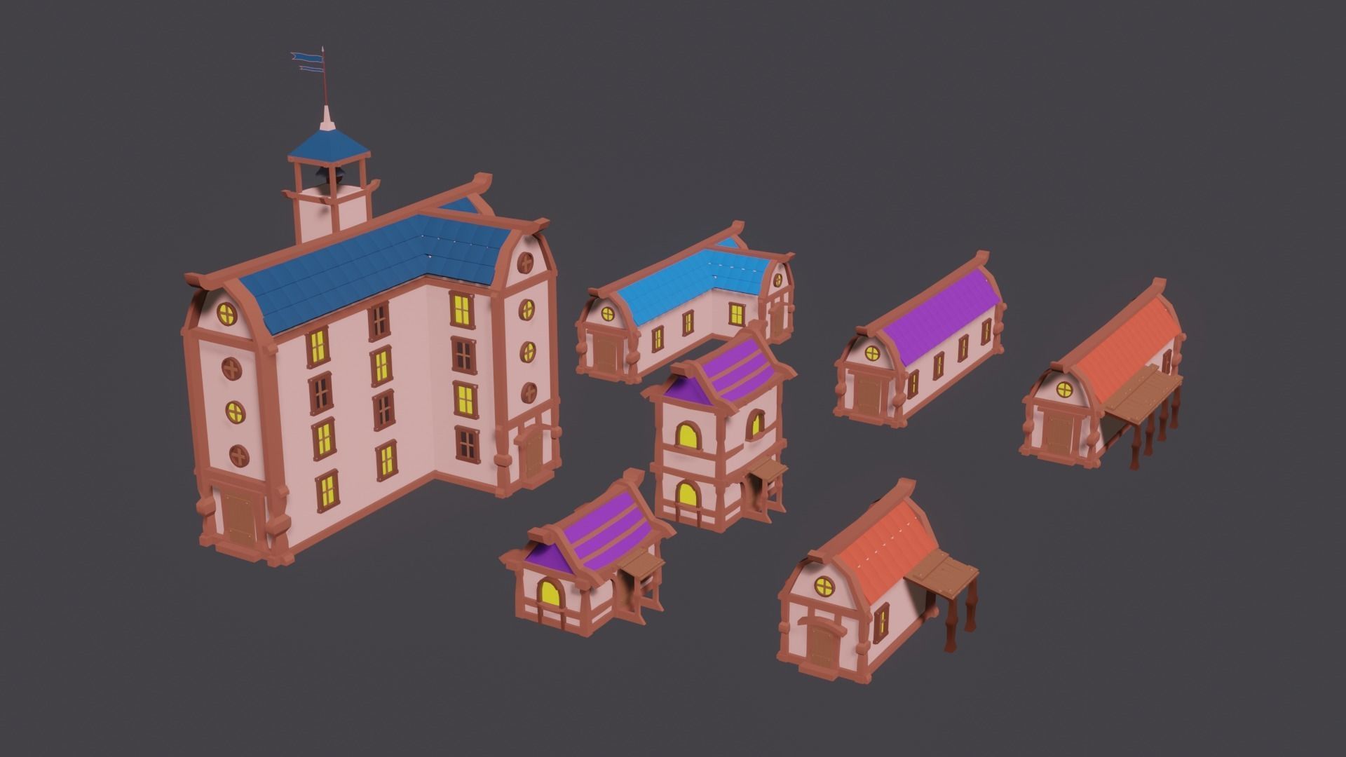 3D model Low Poly Huts VR / AR / low-poly | CGTrader