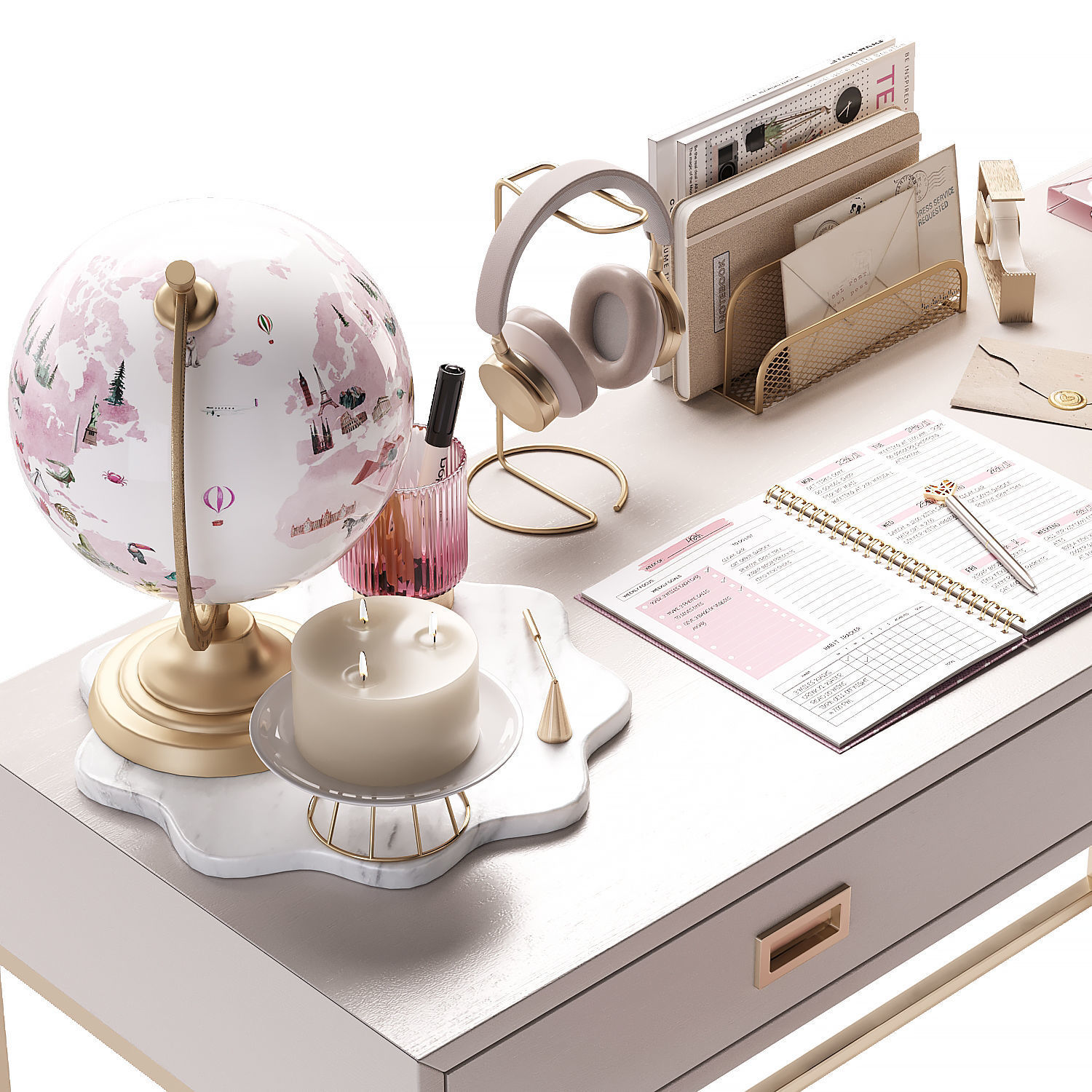 Study Room Desk For Teenagers and Kids N02 3D model | CGTrader