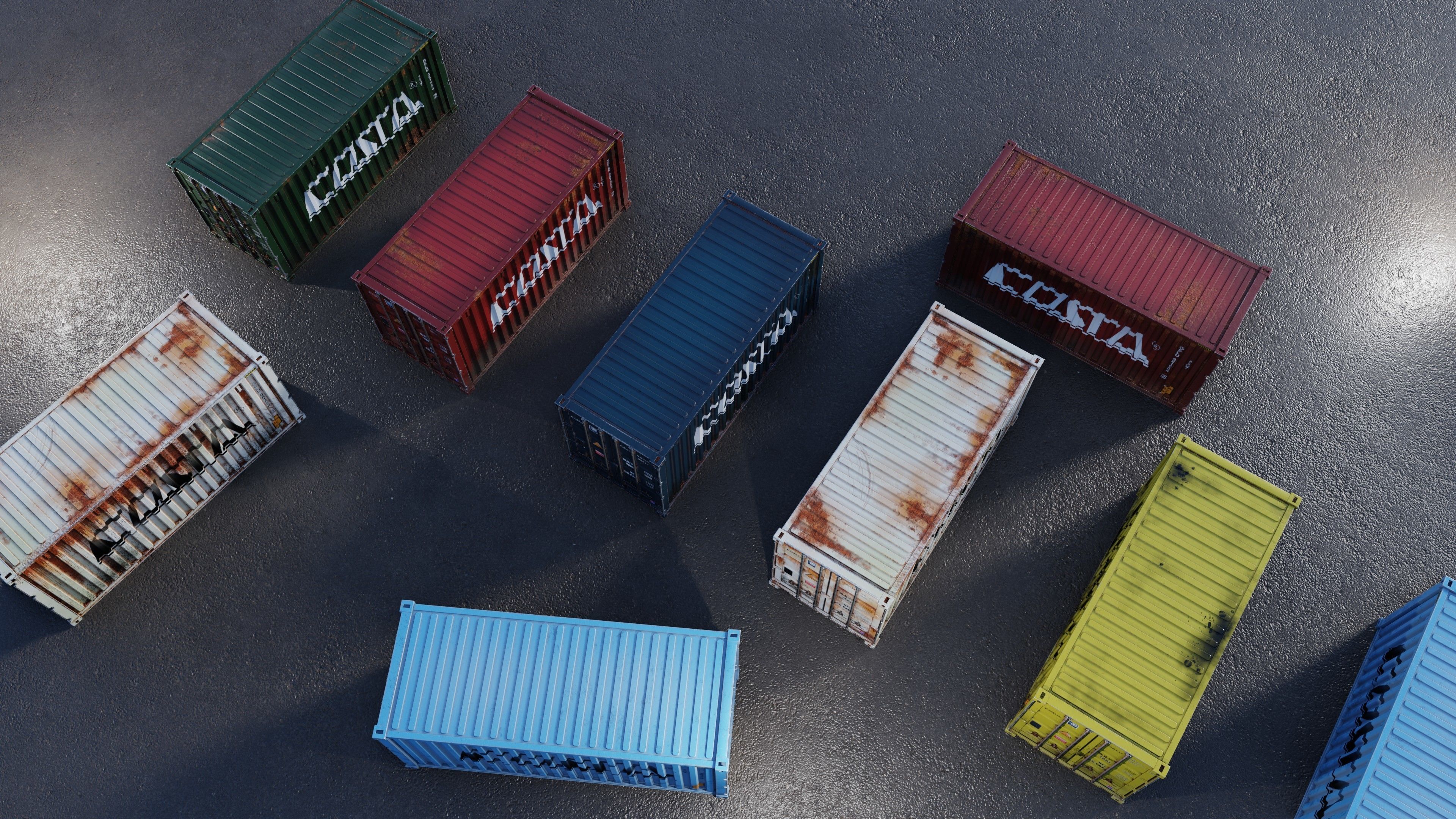 3D model 6 Rusty Containers VR / AR / low-poly | CGTrader