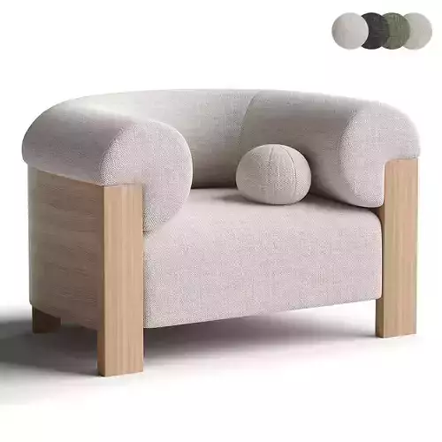 3D model Eldon Armchair Oak Boucle Natural VR / AR / low-poly | CGTrader