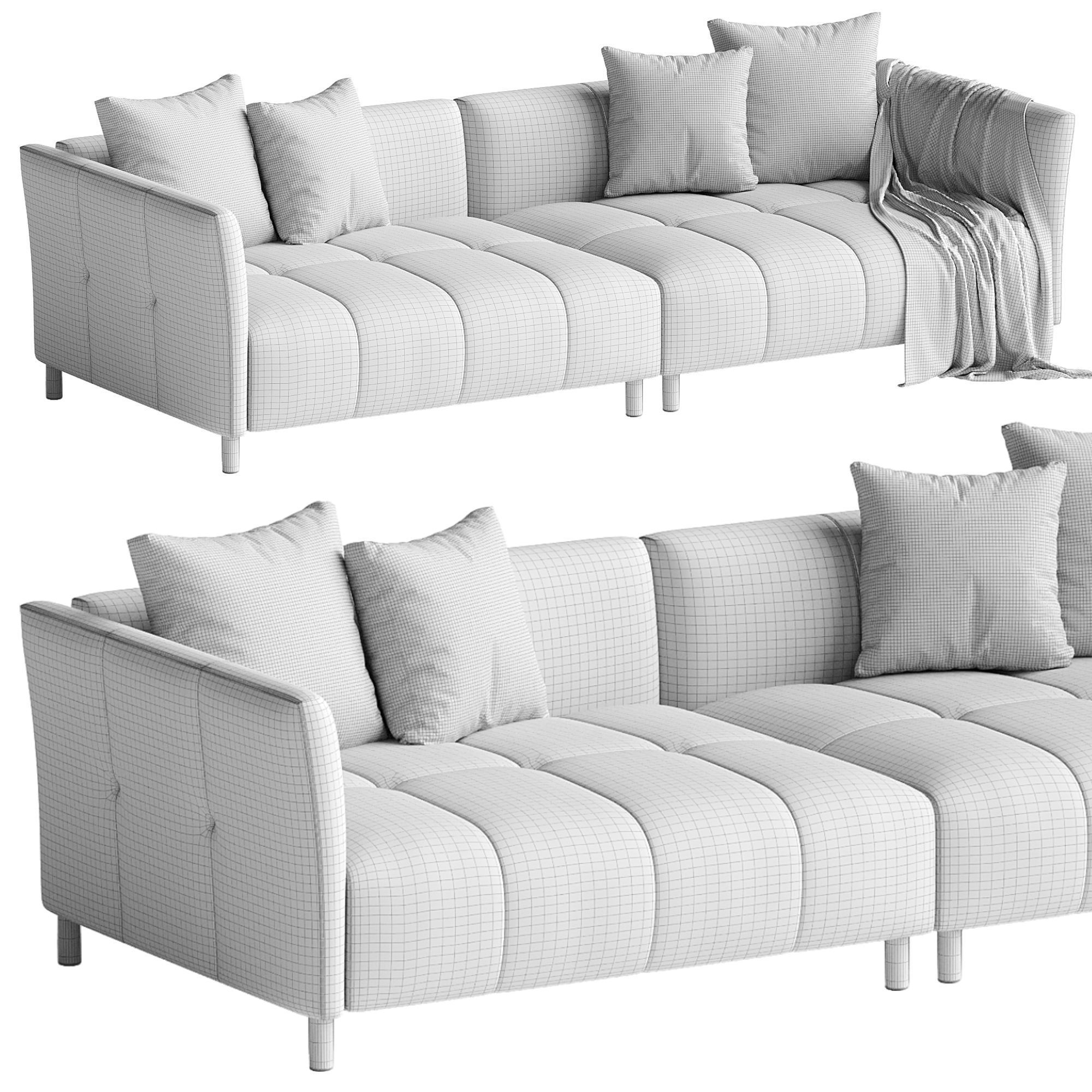 3D model Modern Wood Frame Sofa VR / AR / low-poly | CGTrader