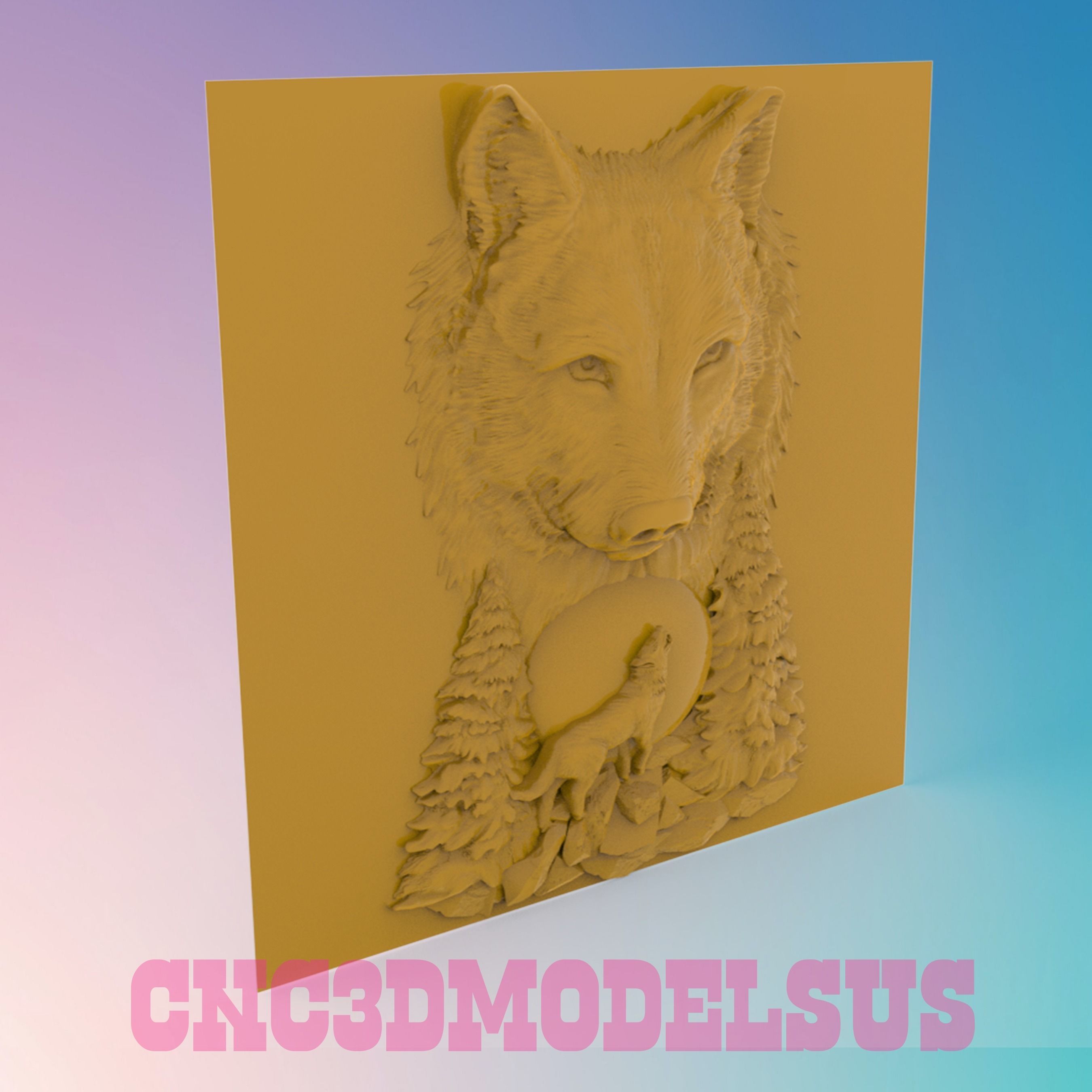 Wolves and Moon 3D MODEL STL FILE FOR CNC ROUTER LASER 3D model 3D ...