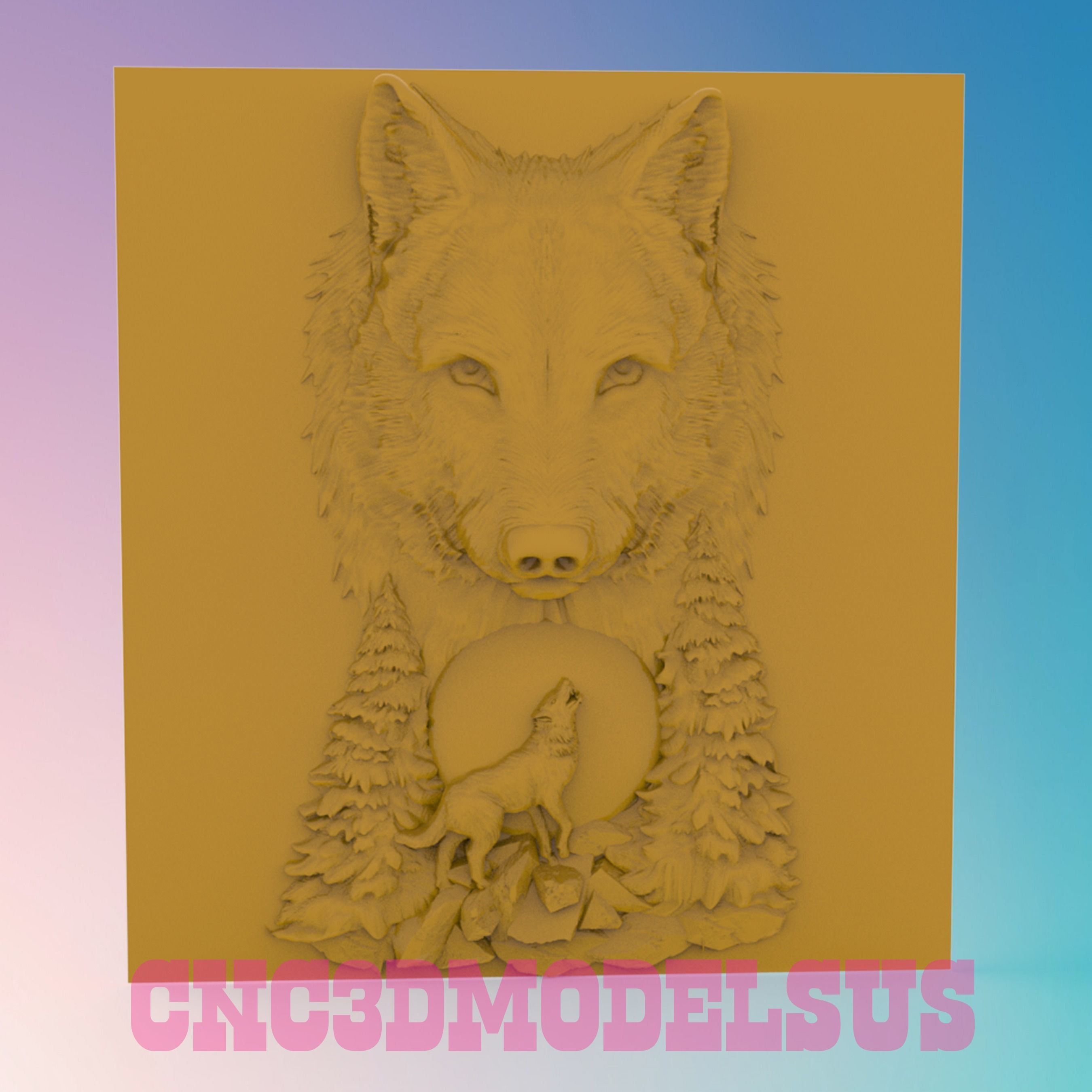 Wolves and Moon 3D MODEL STL FILE FOR CNC ROUTER LASER 3D model 3D ...